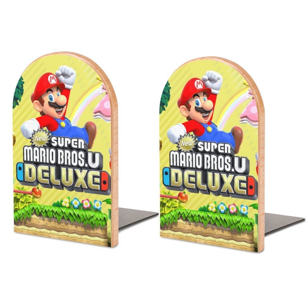 Super Mario Play Bookends Wood Book Divider Decorative Shelves Non-Skid ...