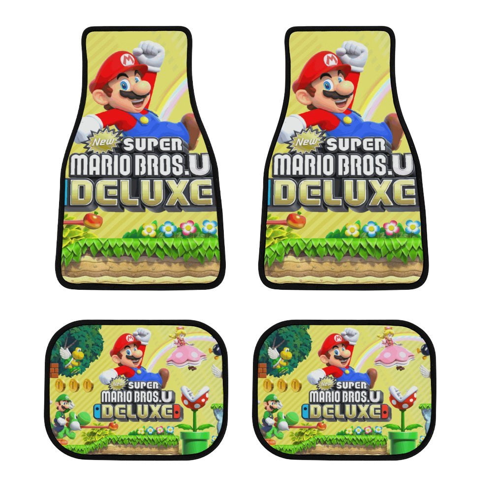 Super Mario Play Car Floor Mat Set 4-Piece Front/Rear Auto Foot Mats ...