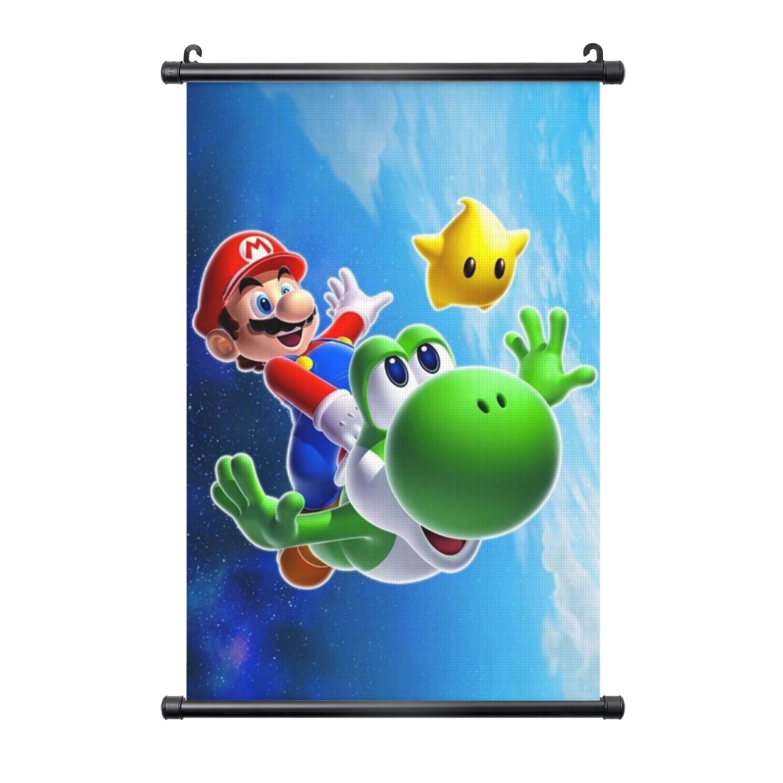 Super Mario Poster Black Plastic Shaft Hanging Posters Wall Hanging Art ...