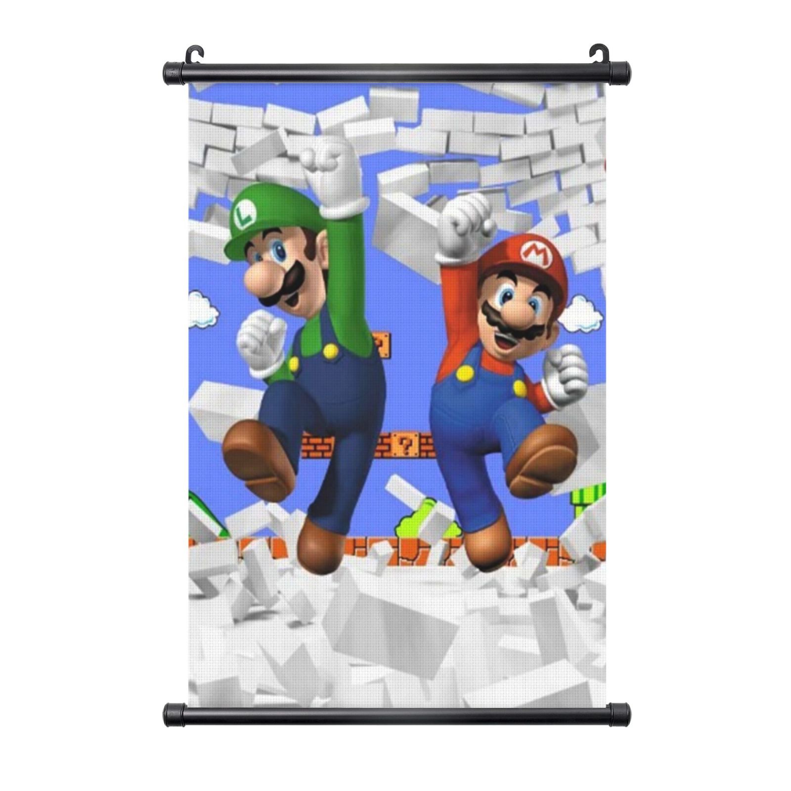 Super Mario Poster Black Plastic Shaft Hanging Posters Wall Hanging Art ...