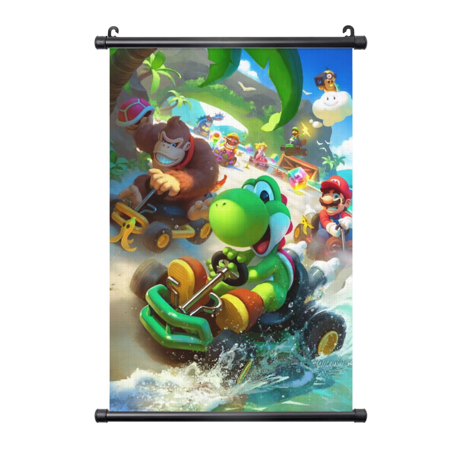 Super Mario Poster Black Plastic Shaft Hanging Posters Wall Hanging Art ...