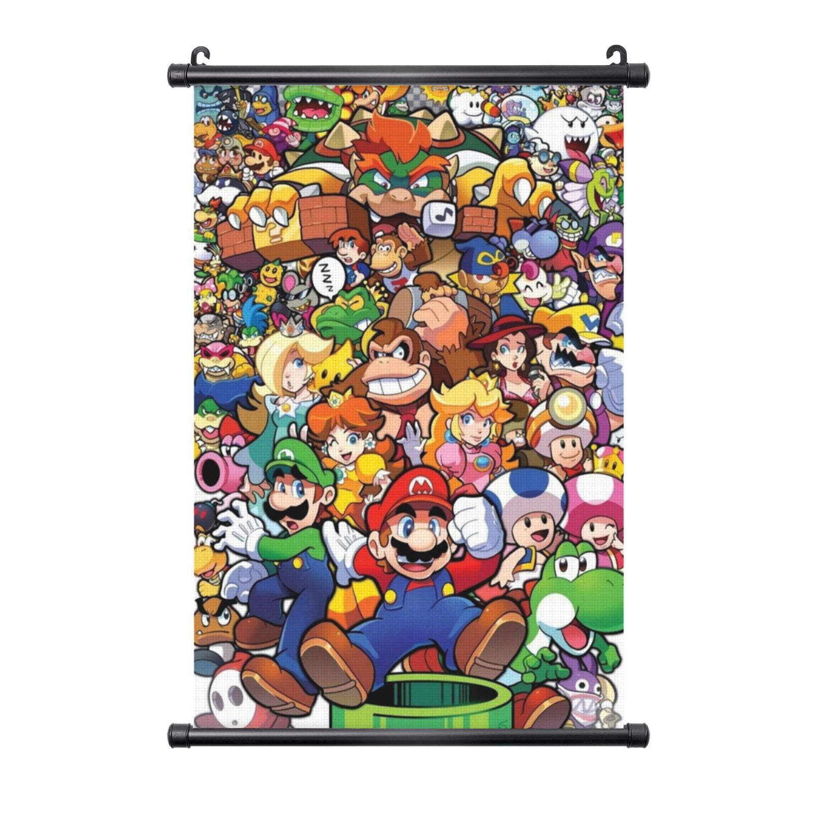Super Mario Poster Black Plastic Shaft Hanging Posters Wall Hanging Art ...