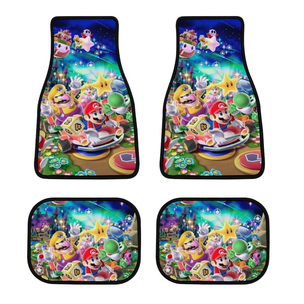 Super Mario Poster Car Floor Mat Set 4-Piece Front/Rear Auto Foot Mats ...