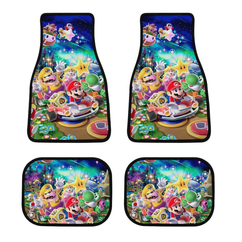 Super Mario Poster Car Floor Mat Set 4-Piece Front/Rear Auto Foot Mats ...