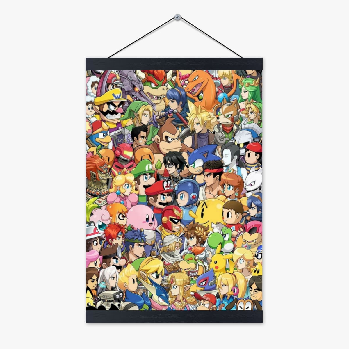 Super Mario Poster Wall Hanging Scroll Wooden Frame Poster Canvas Wall ...