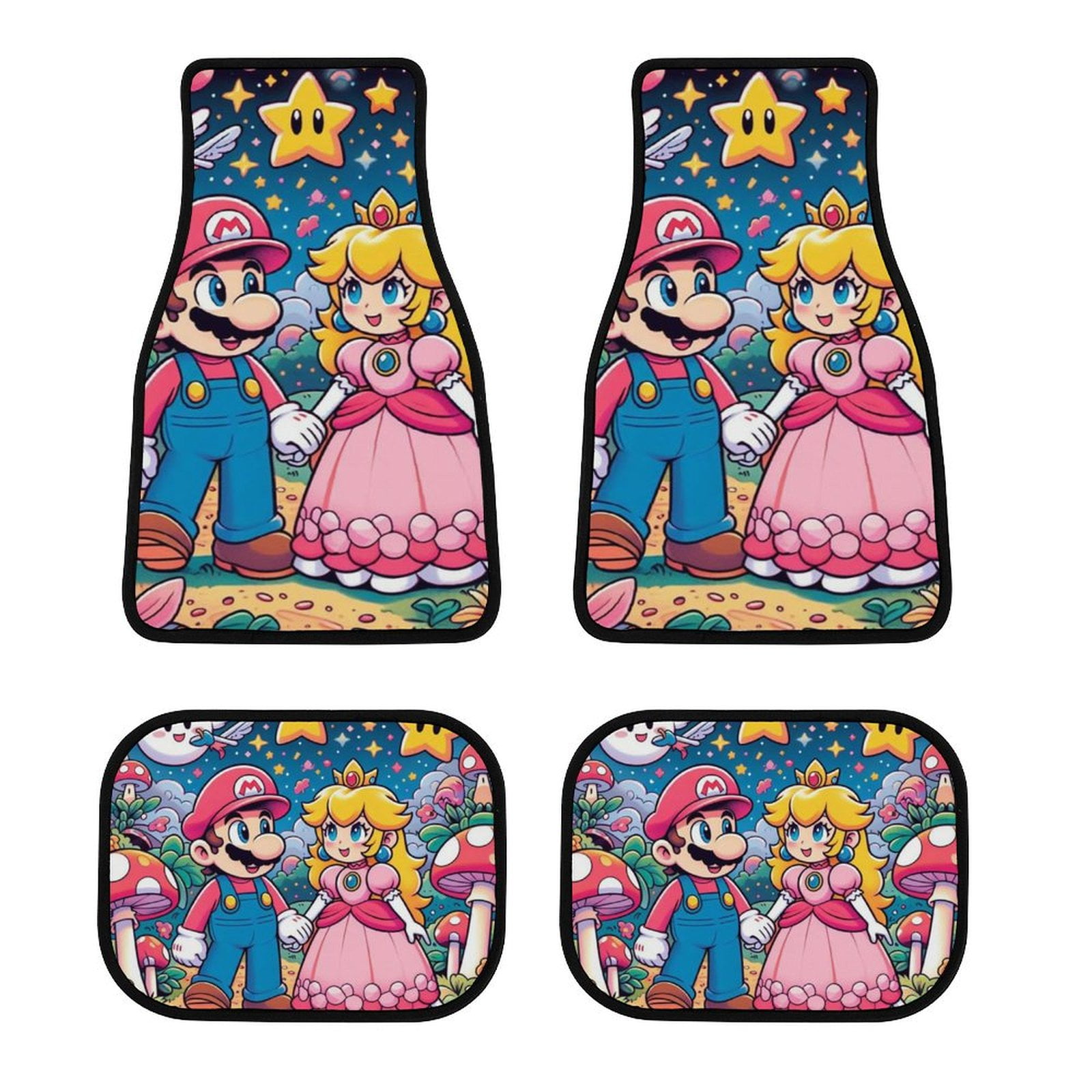 Super Mario Princess Car Floor Mats 4PC Set Anti Skid Vehicle Floor Mat ...