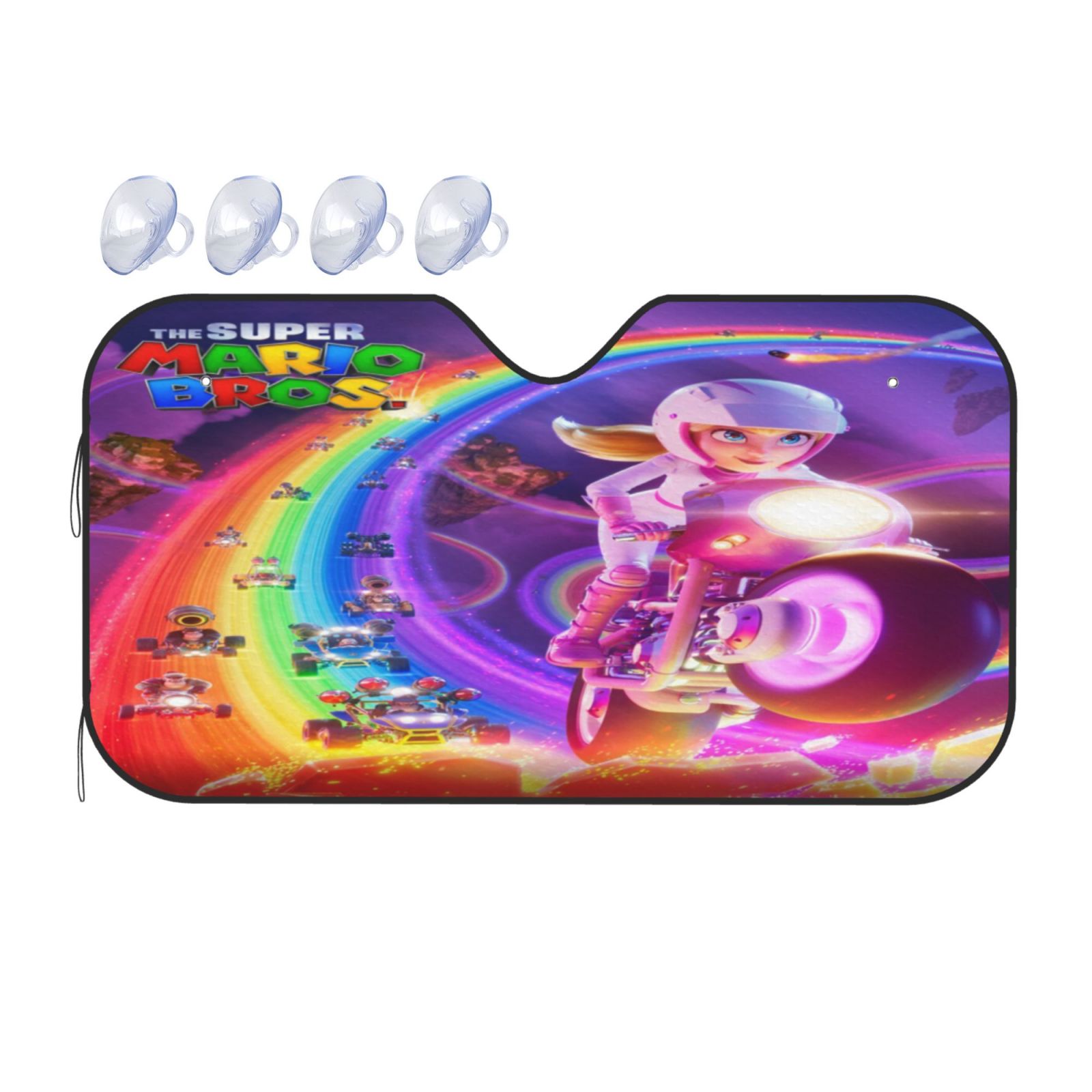 Super Mario Princess Car Sunshade Front Windshield Sun Shades Foldable ...