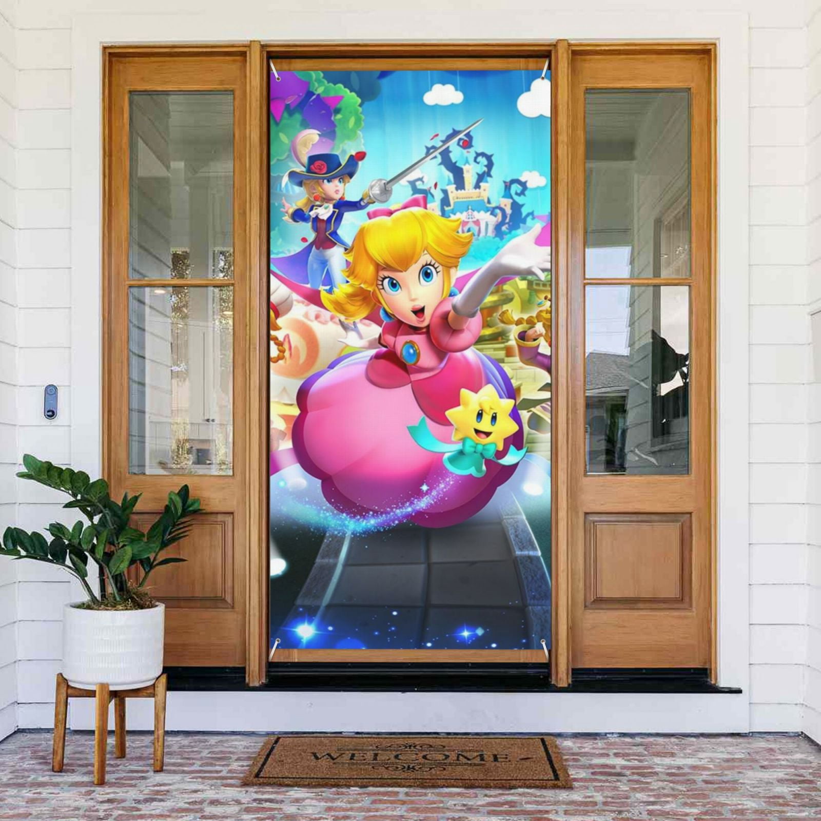 Super Mario Princess Door Cover Decoration Front Door Cover 72.8 X 35.4 ...