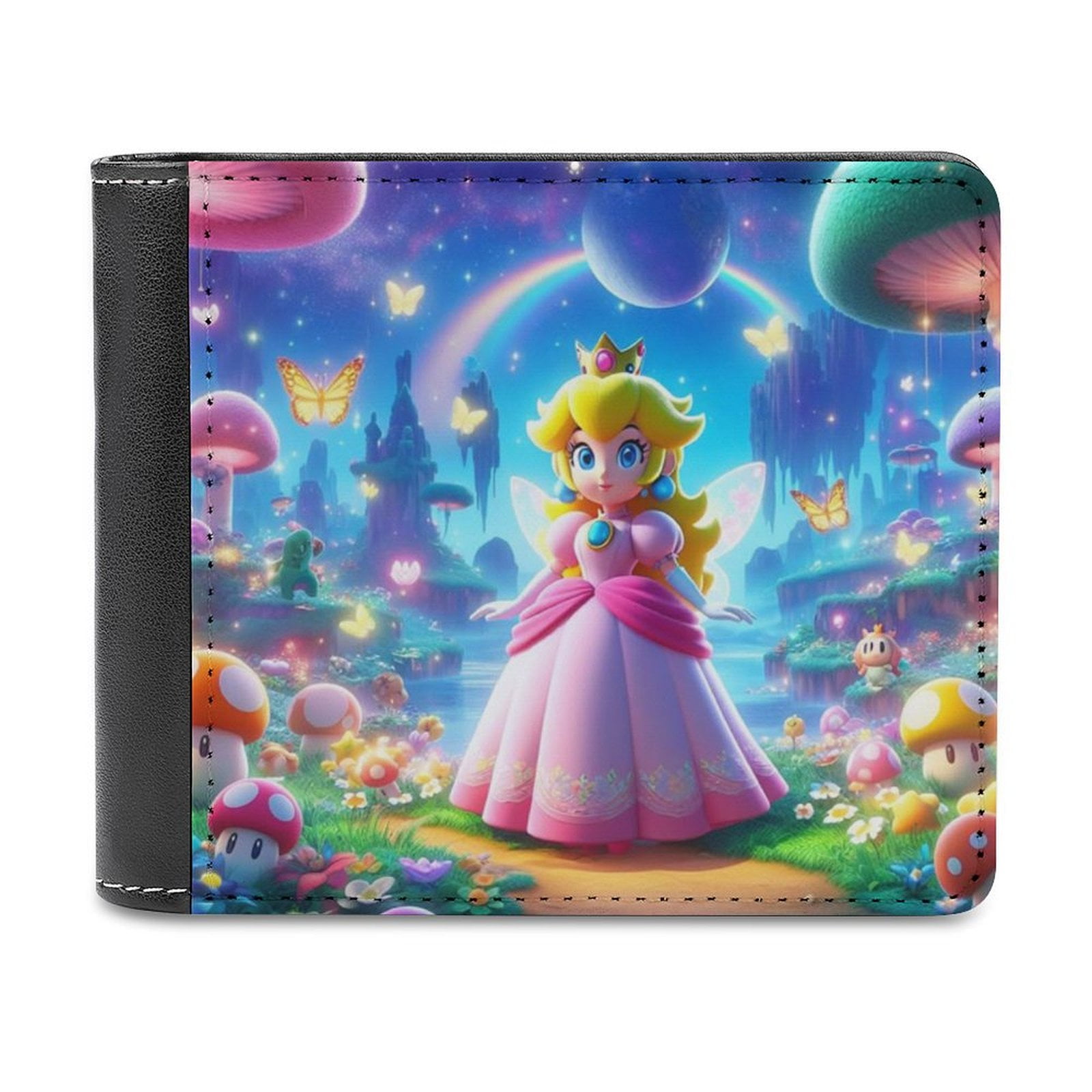 Super Mario Princess Leather Wallet for Men Women Two Fold Purse Slim ...
