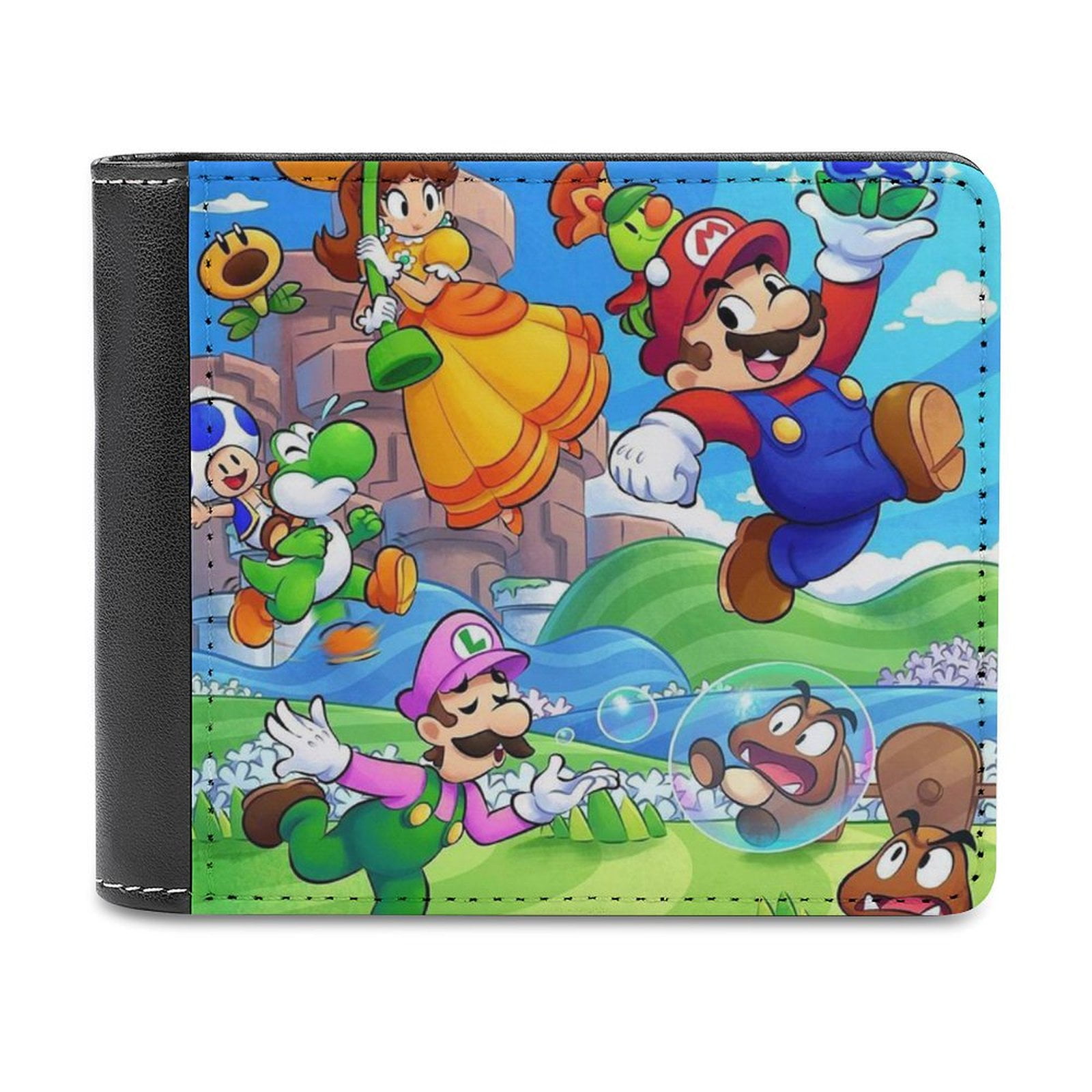 Super Mario Princess Leather Wallet for Men Women Two Fold Purse Slim ...