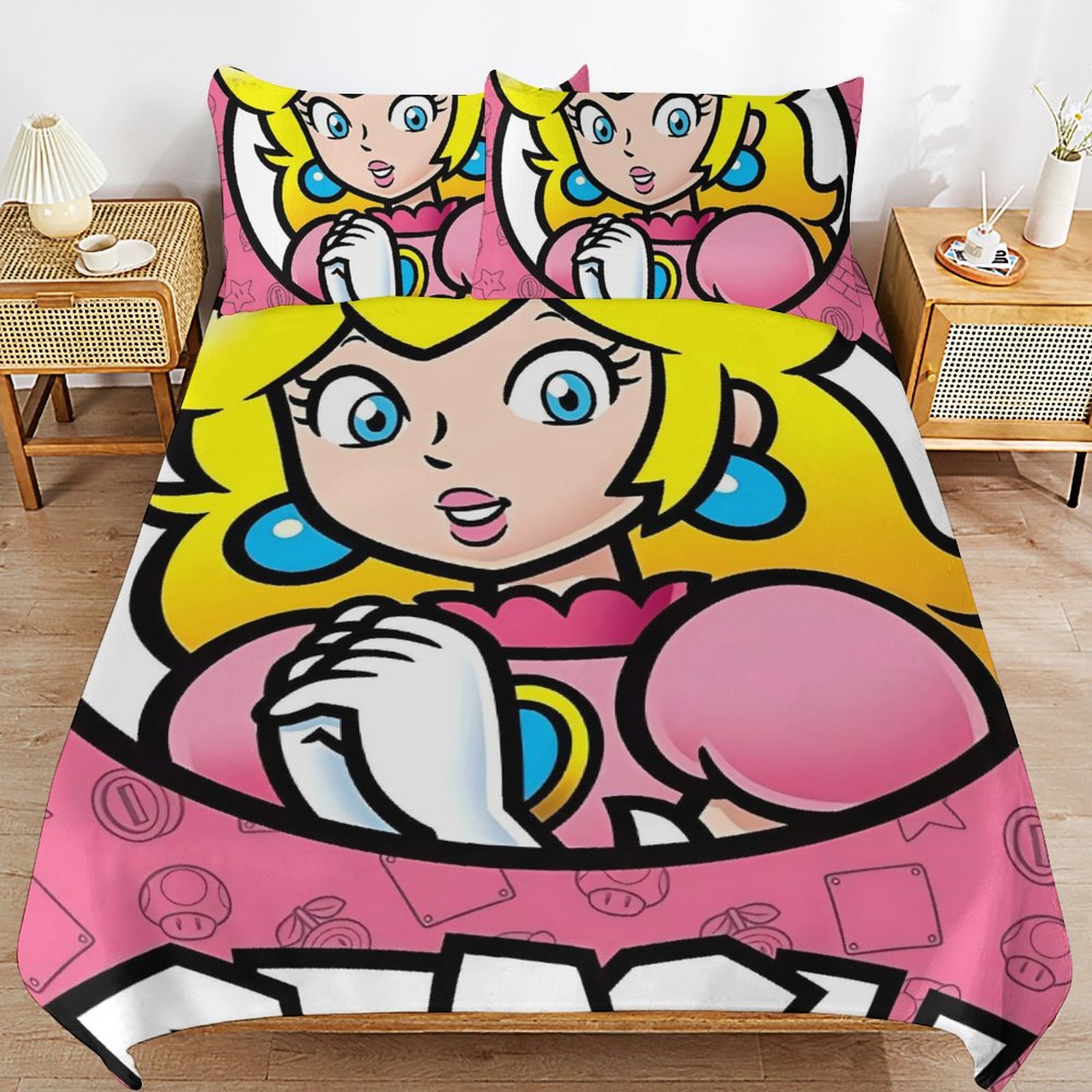 Super Mario Princess Peach 3 Pieces Bed Set Cute Bedding Sets All ...