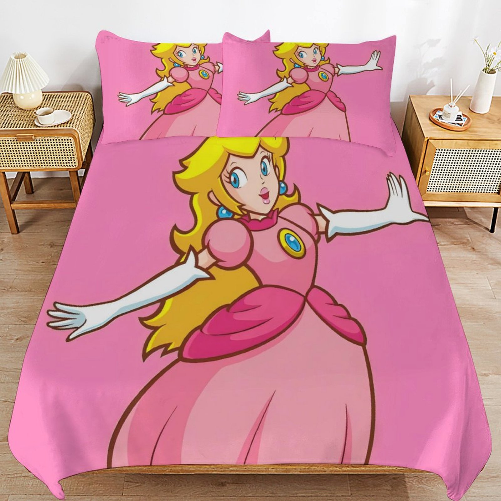 Super Mario Princess Peach 3-piece double bedding set with quilt cover ...