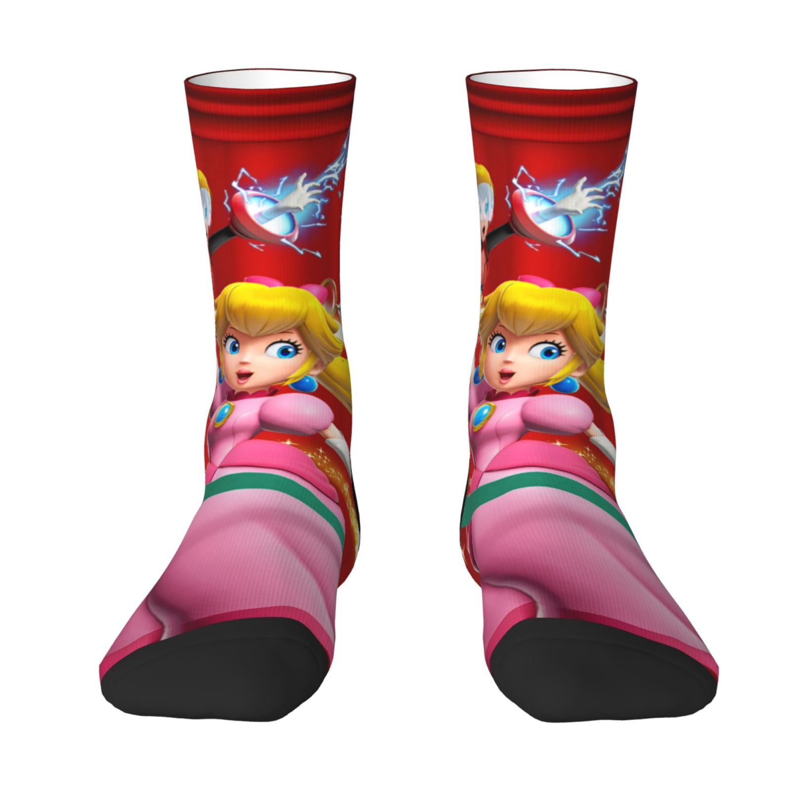 Super Mario Princess Peach Adult Patterned Dress Crew Socks Fits Shoe ...