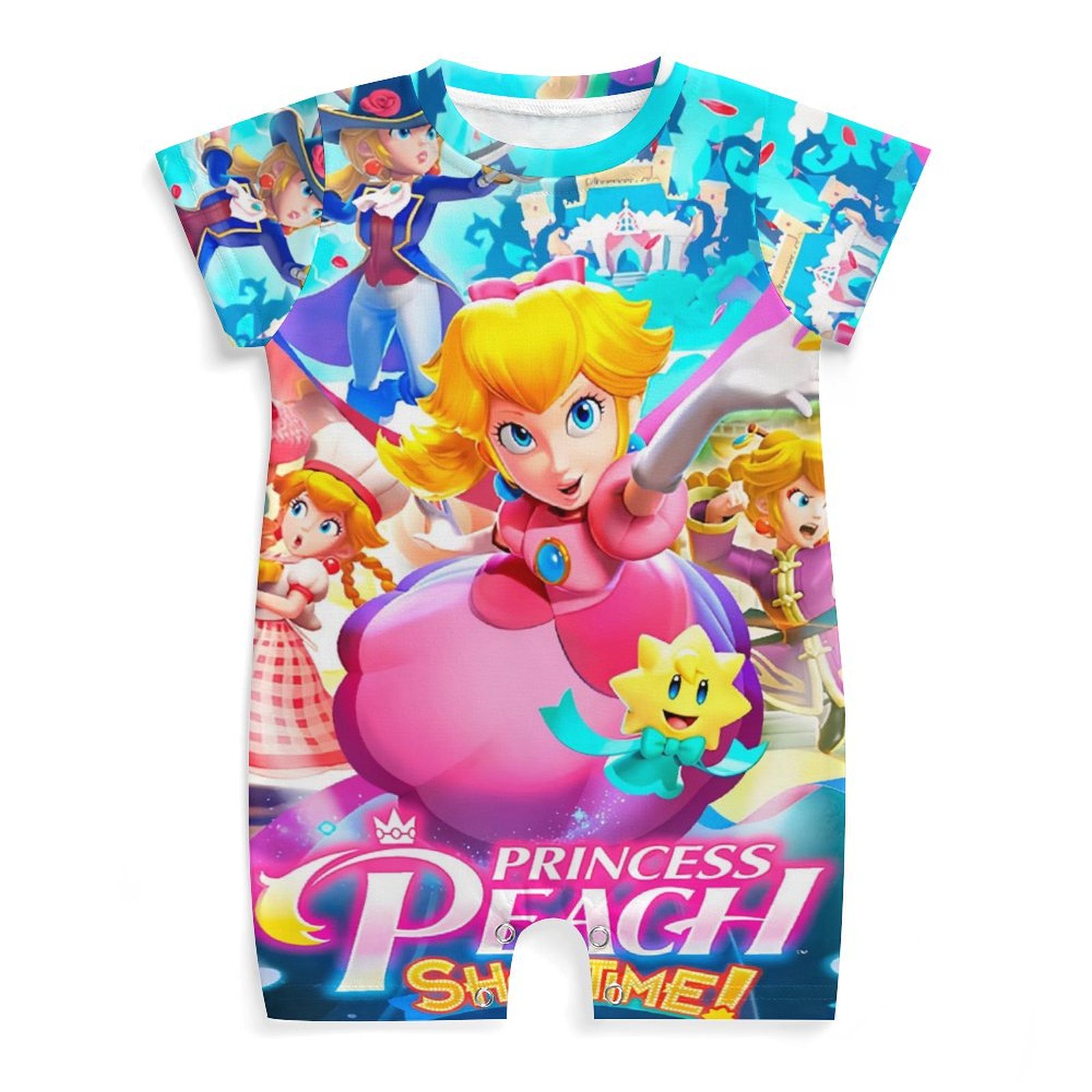 Super Mario Princess Peach Baby Boy Girl Romper Short Sleeve Cotton ...