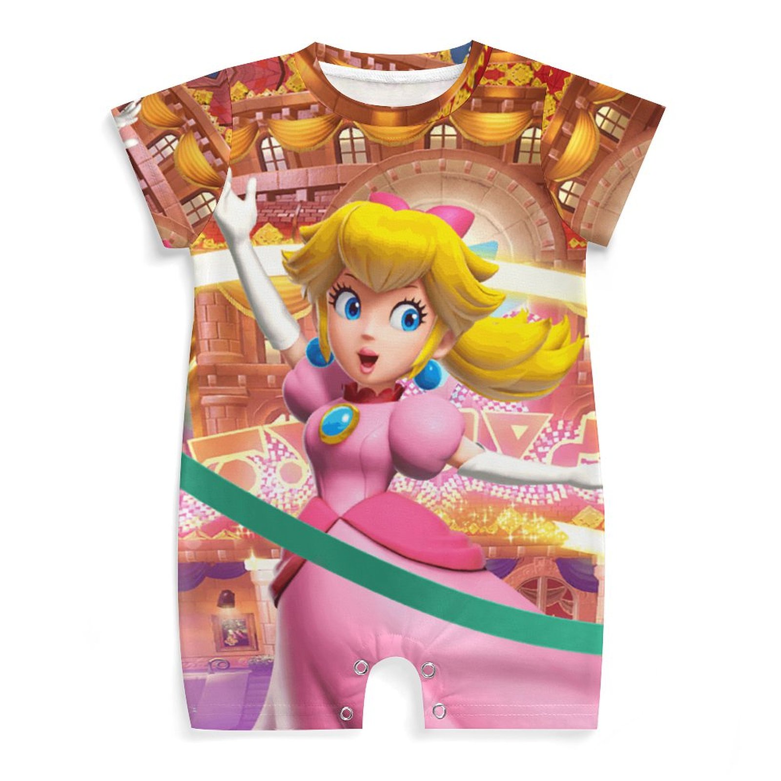 Super Mario Princess Peach Baby Boy Girl Romper Short Sleeve Cotton ...