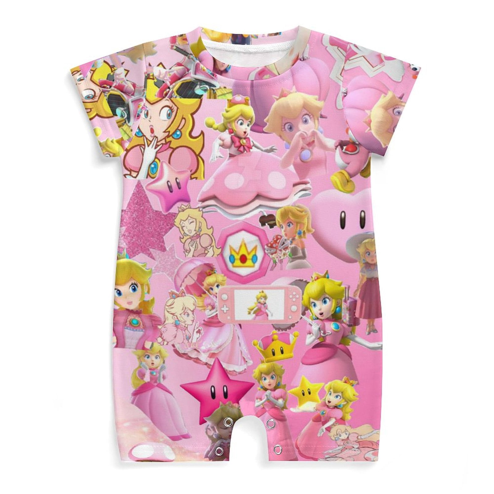 Super Mario Princess Peach Baby Boy Girl Romper Short Sleeve Cotton ...
