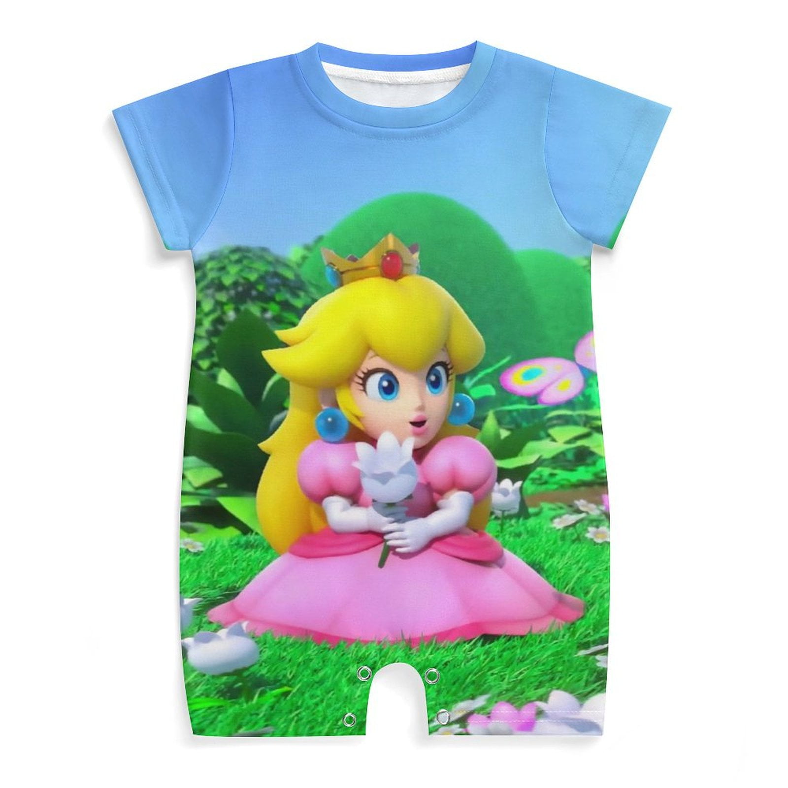 Super Mario Princess Peach Baby Boy Girl Romper Short Sleeve Cotton ...