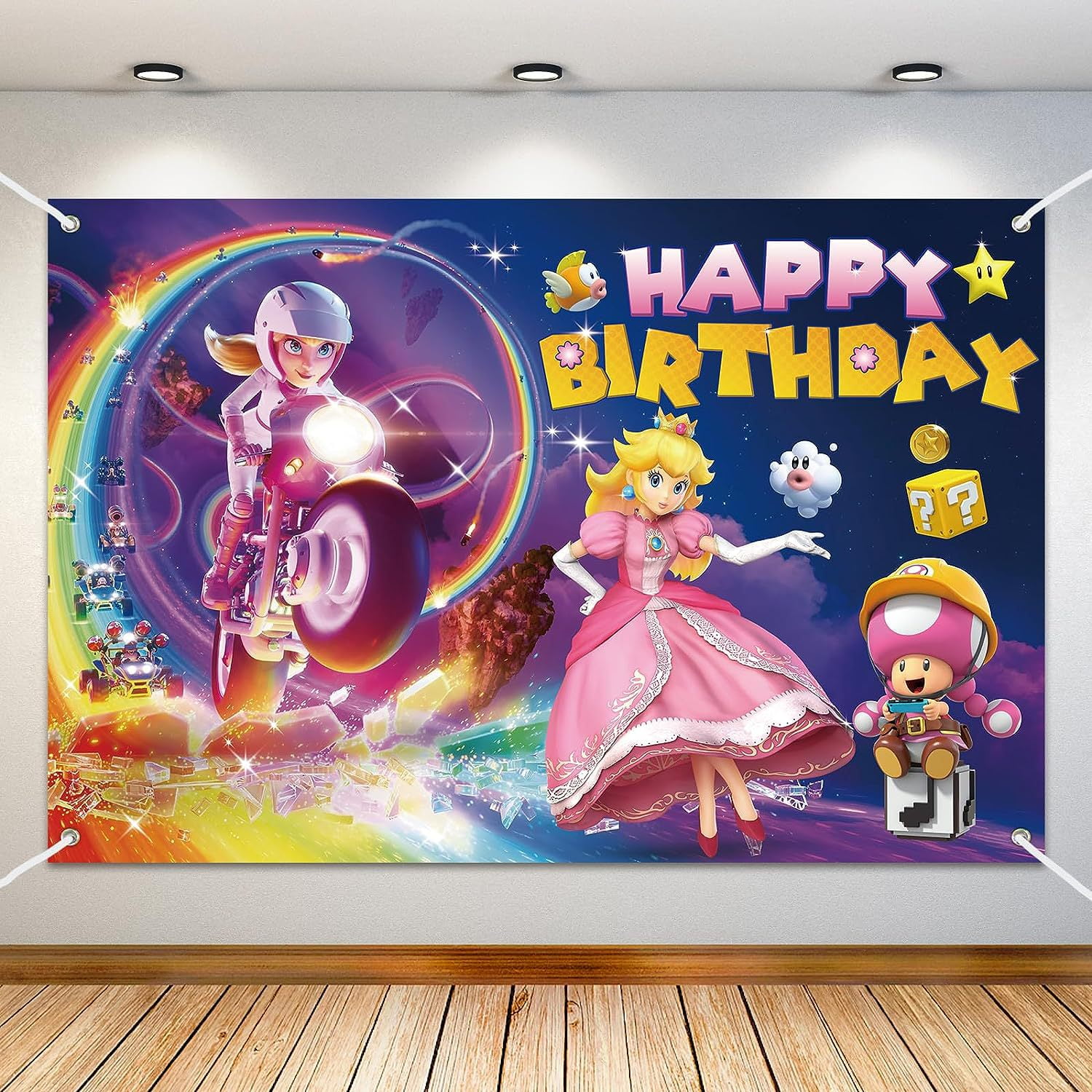 Super Mario Princess Peach Backdrop Birthday Party Banner Decoration ...
