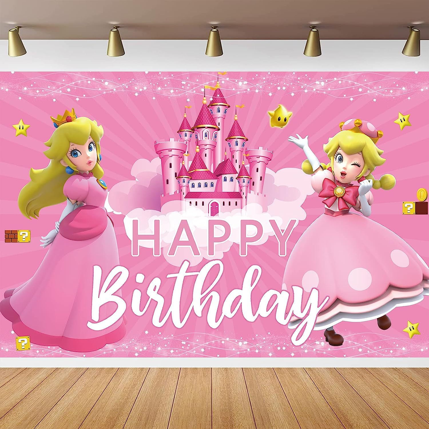 Super Mario Princess Peach Backdrop Birthday Party Banner Decoration ...