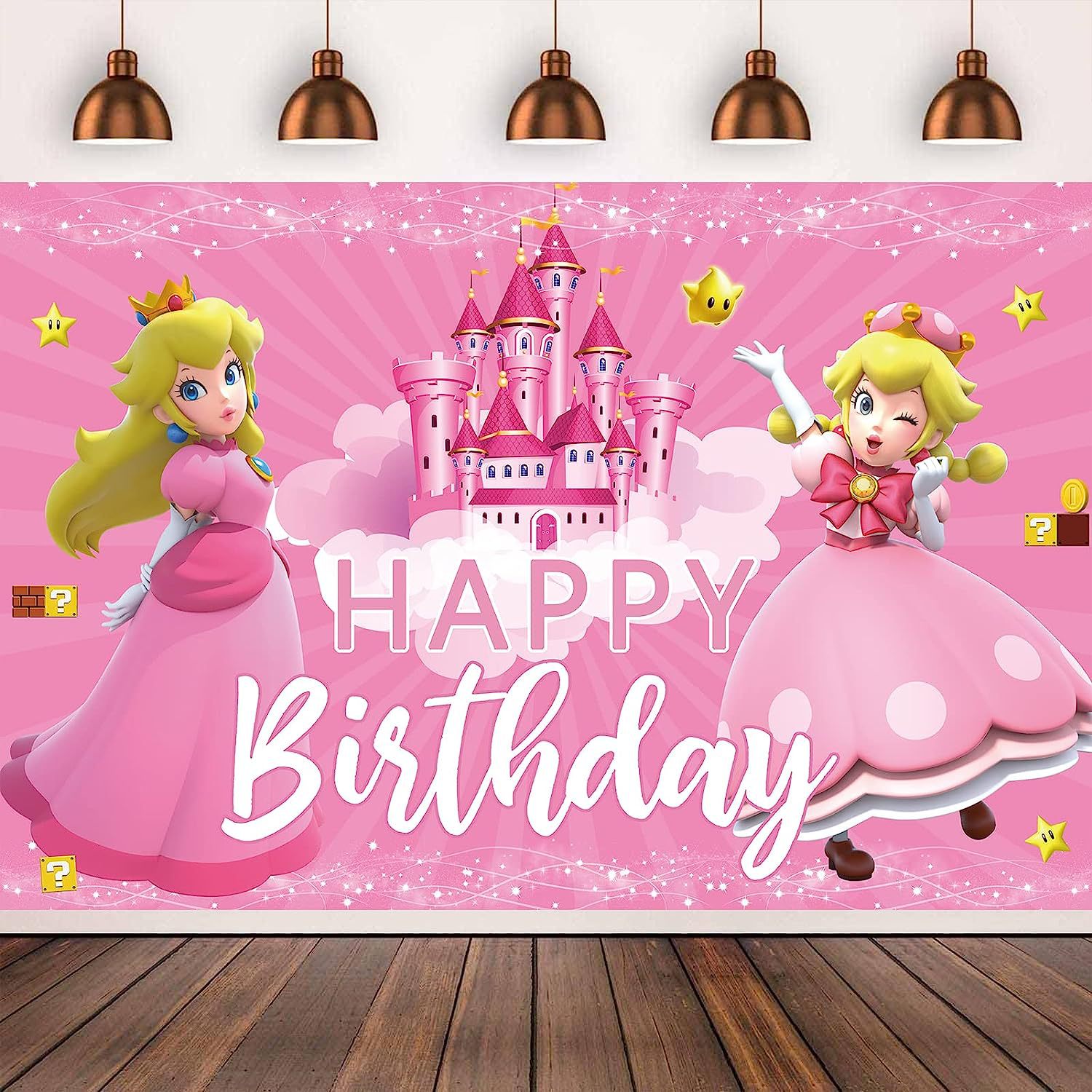 Super Mario Princess Peach Backdrop Birthday Party Banner Decoration ...