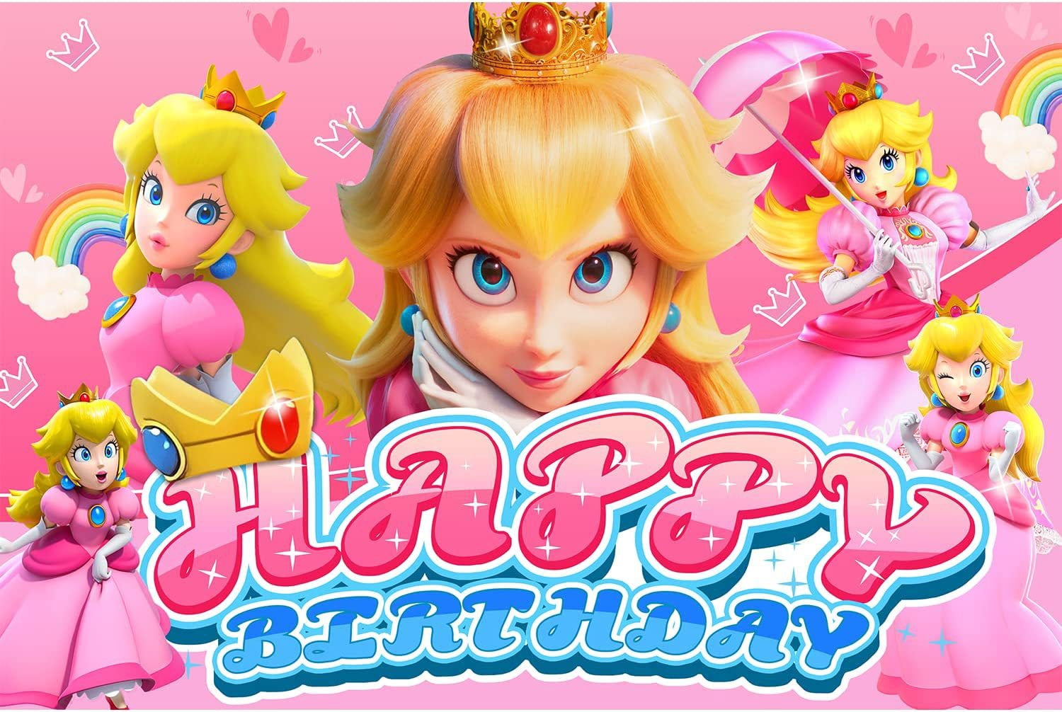 Super Mario Princess Peach Backdrop Birthday Party Banner Decoration ...
