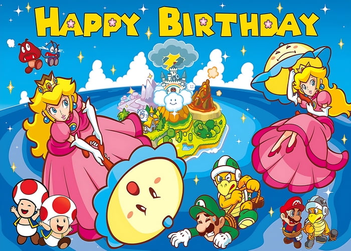 Super Mario Princess Peach Backdrop – Gaming-Themed Party Decor & Pink ...