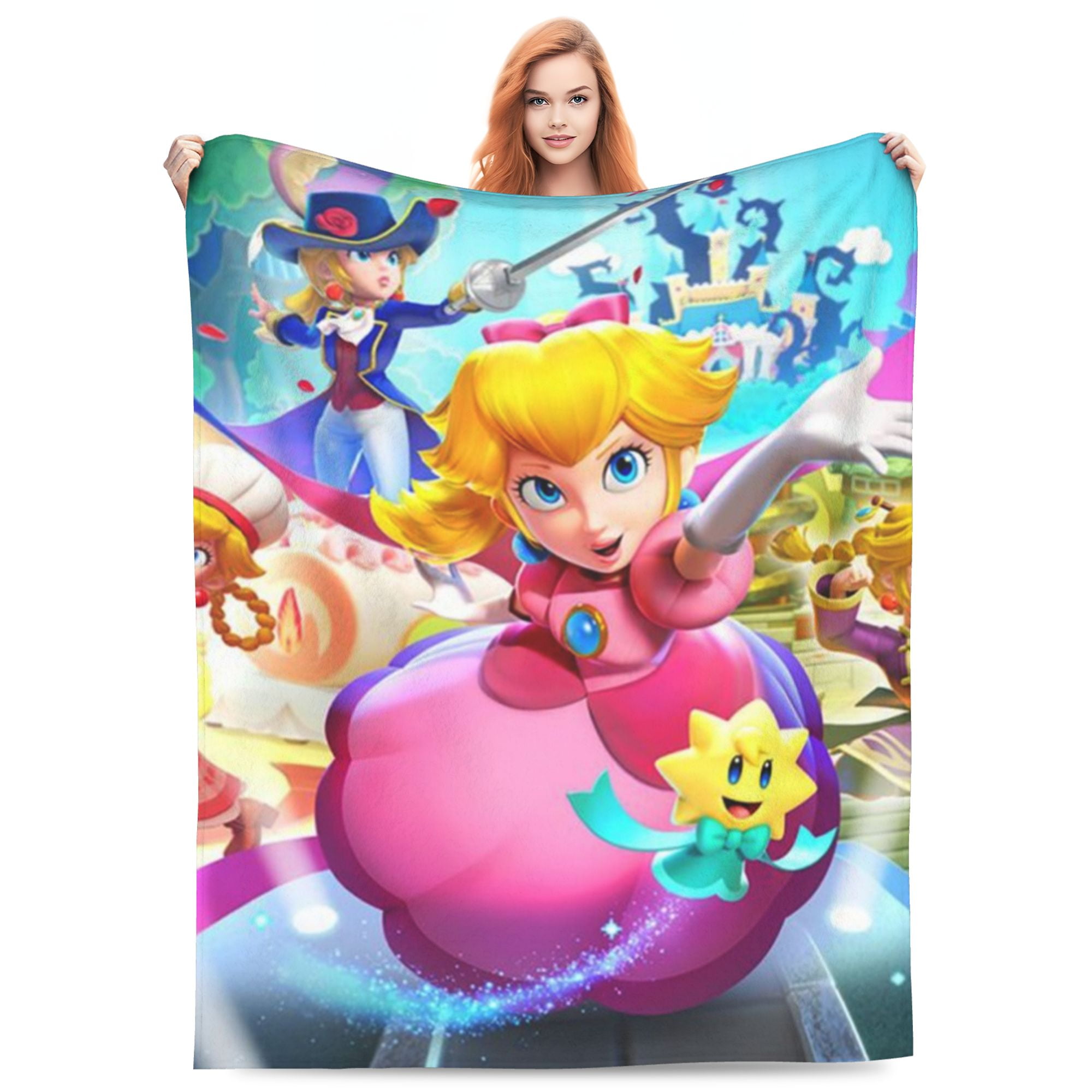 Super Mario Princess Peach Blanket Lightweight Throw Blanket Flannel ...