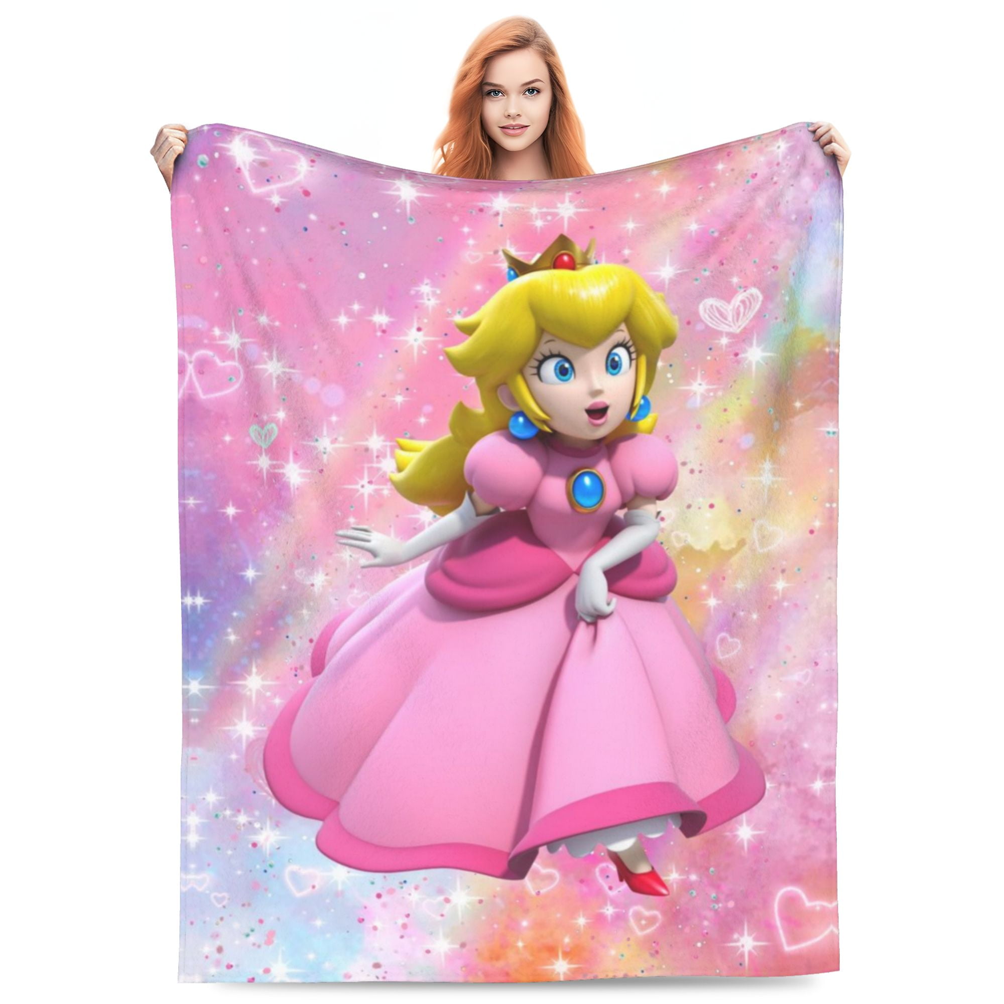 Super Mario Princess Peach Blanket Lightweight Throw Blanket Flannel ...