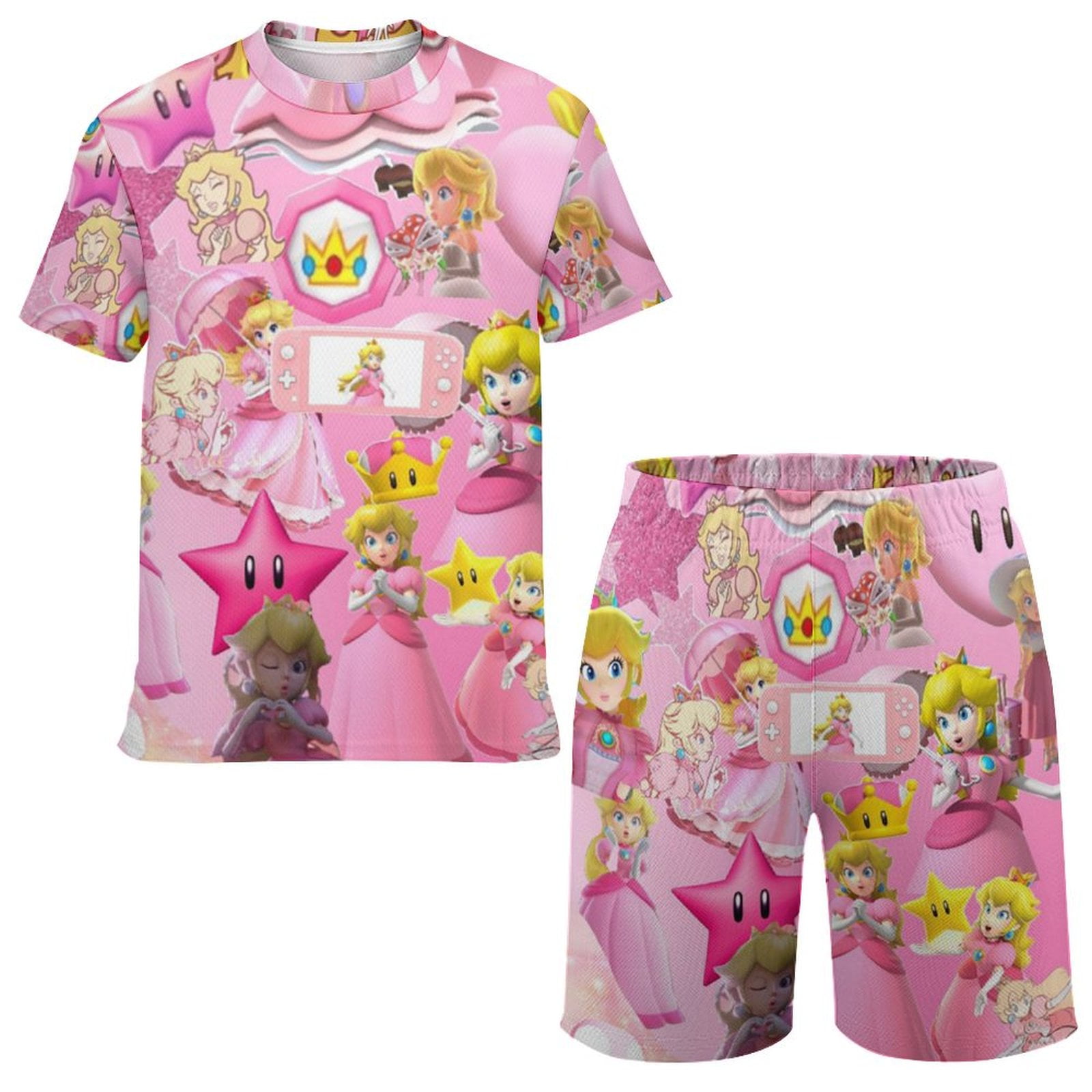 Super Mario Princess Peach Boys Short Sleeve Mesh T-Shirt And Shorts ...