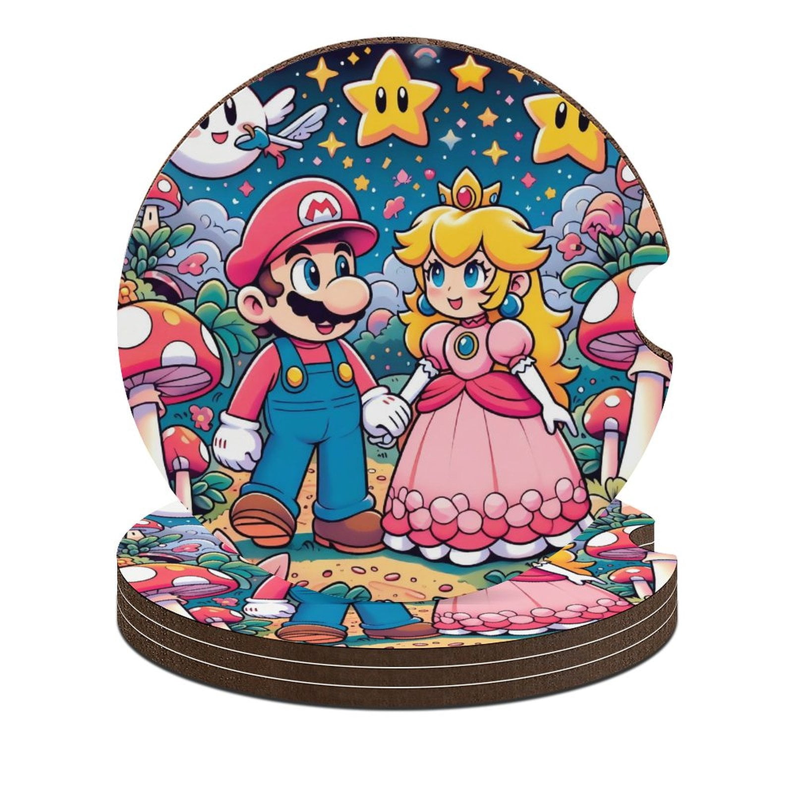 Super Mario Princess Peach Cartoon car coaster with finger notches and ...