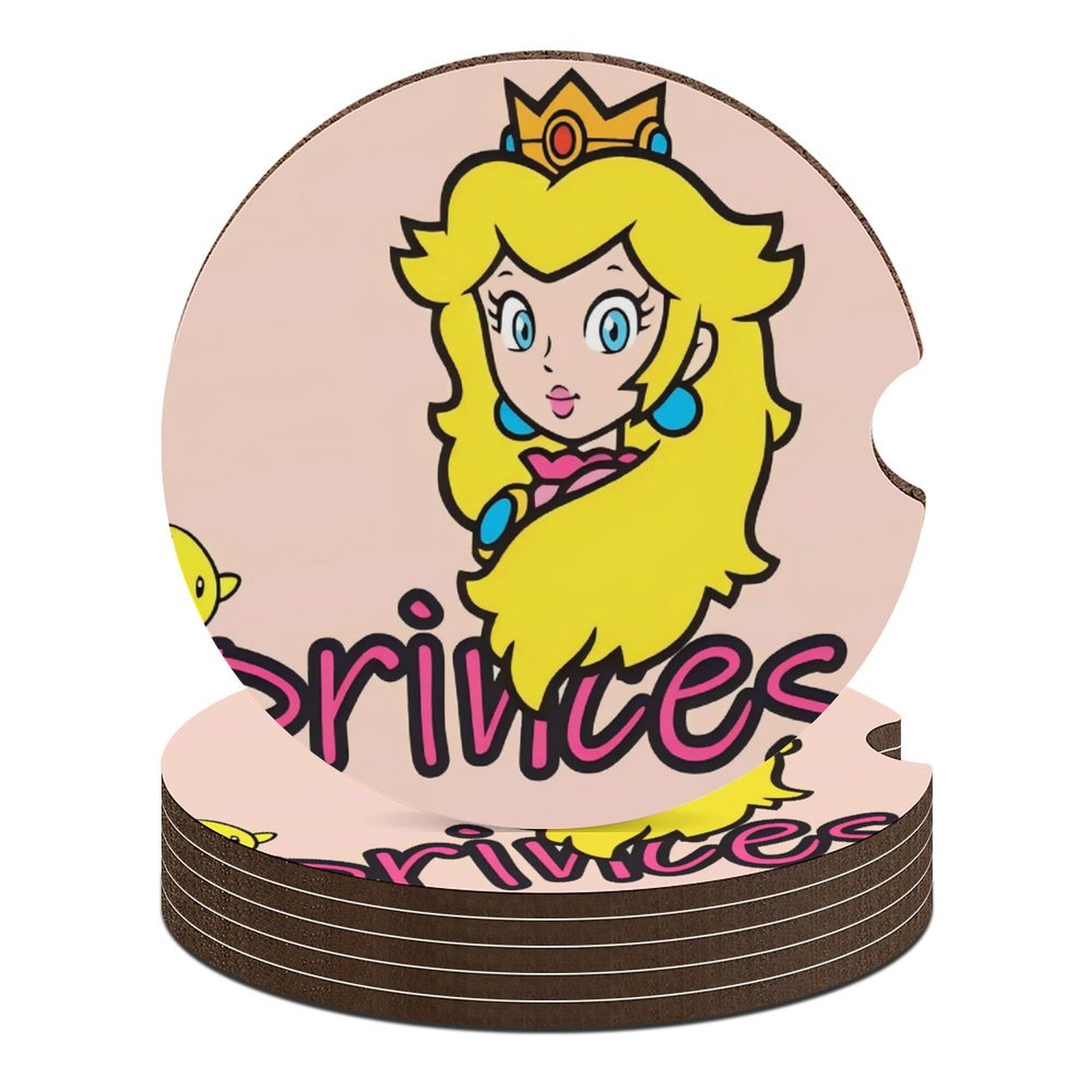 Super Mario Princess Peach Cartoon car coaster with finger notches and ...