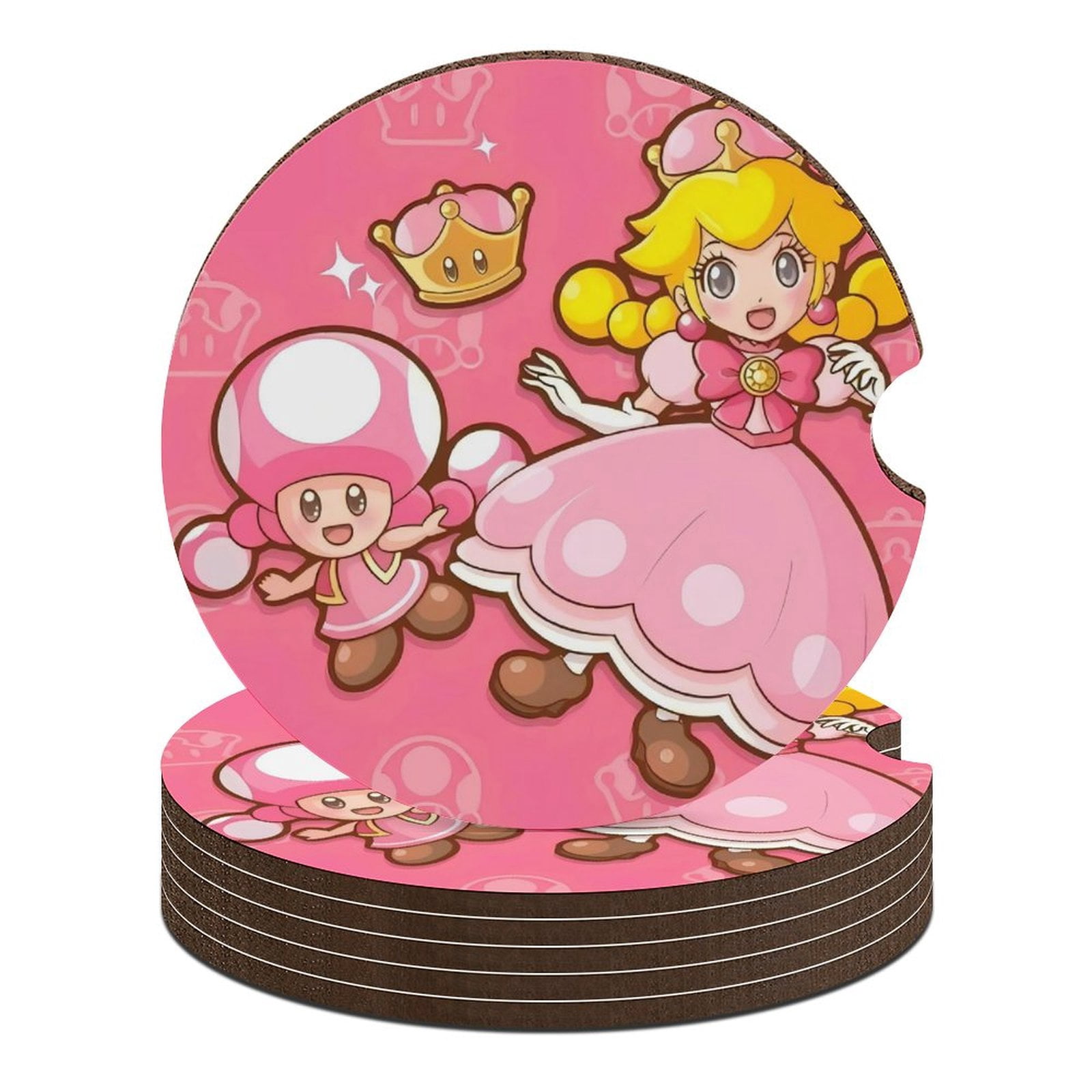 Super Mario Princess Peach Cartoon car coaster with finger notches and ...