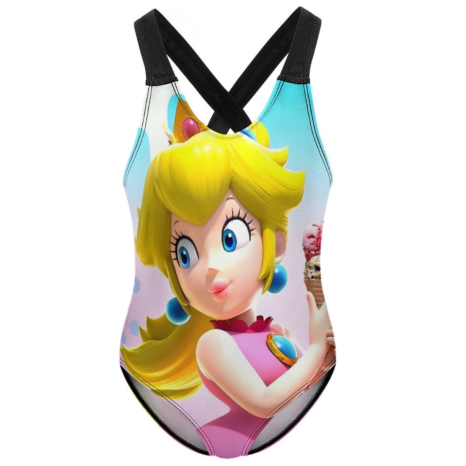 Super Mario Princess Peach Cartoon girls one-piece swimsuit beach ...