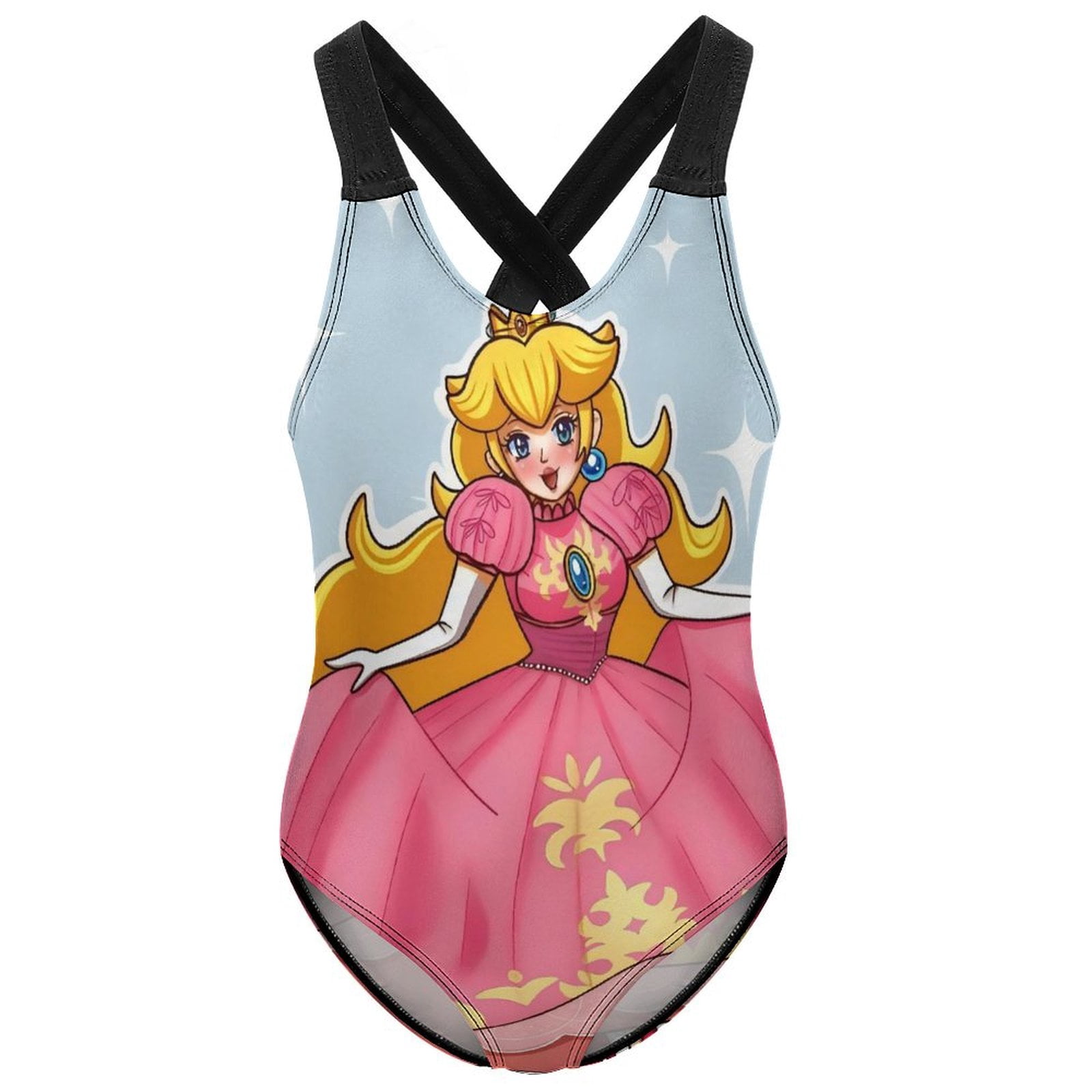 Super Mario Princess Peach Cartoon girls one-piece swimsuit beach ...