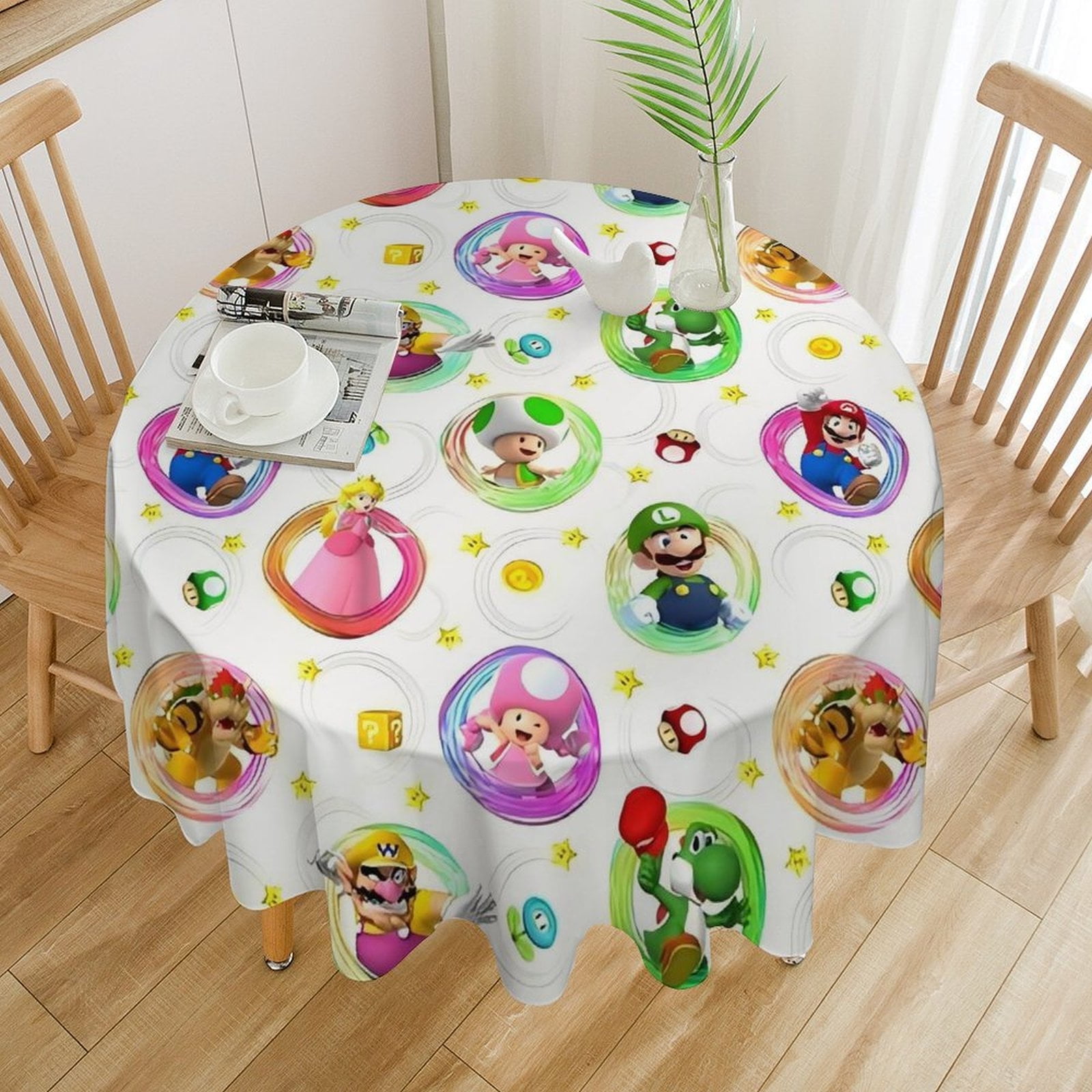 Super Mario Princess Peach Christmas round plastic waterproof ...