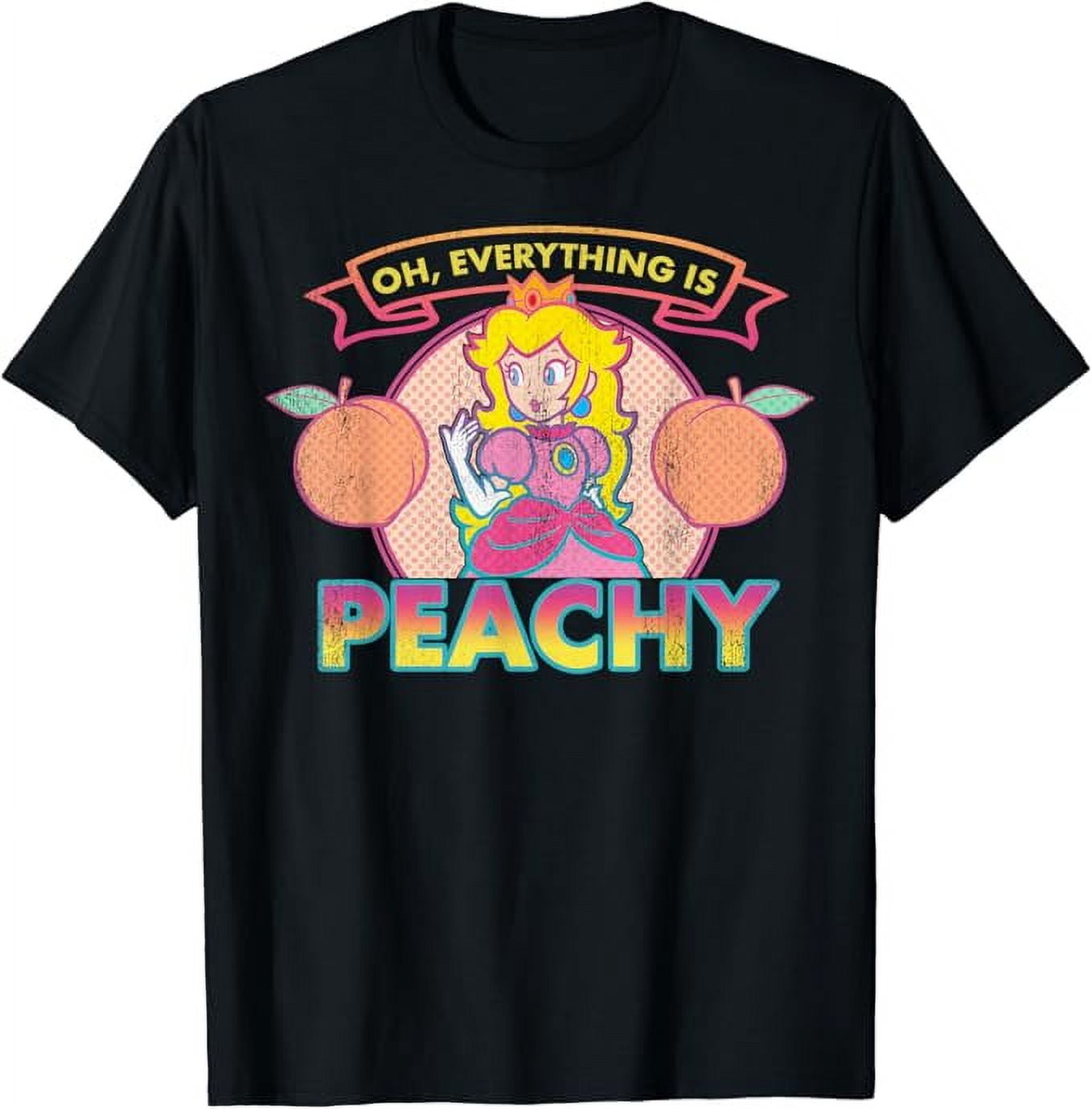 Super Mario Princess Peach Everything Peachy Graphic T-Shirt, Black ...