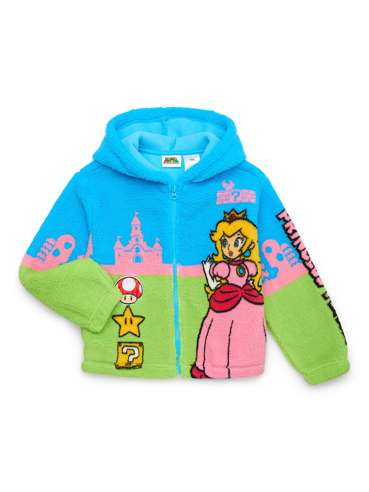Super Mario Girls Princess Peach Plush Jacket with Hood, Sizes 4-12 ...