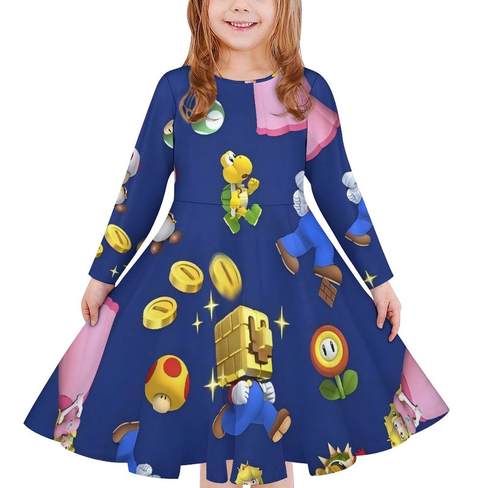 Super Mario Princess Peach Girls long sleeve cartoon autumn and winter ...
