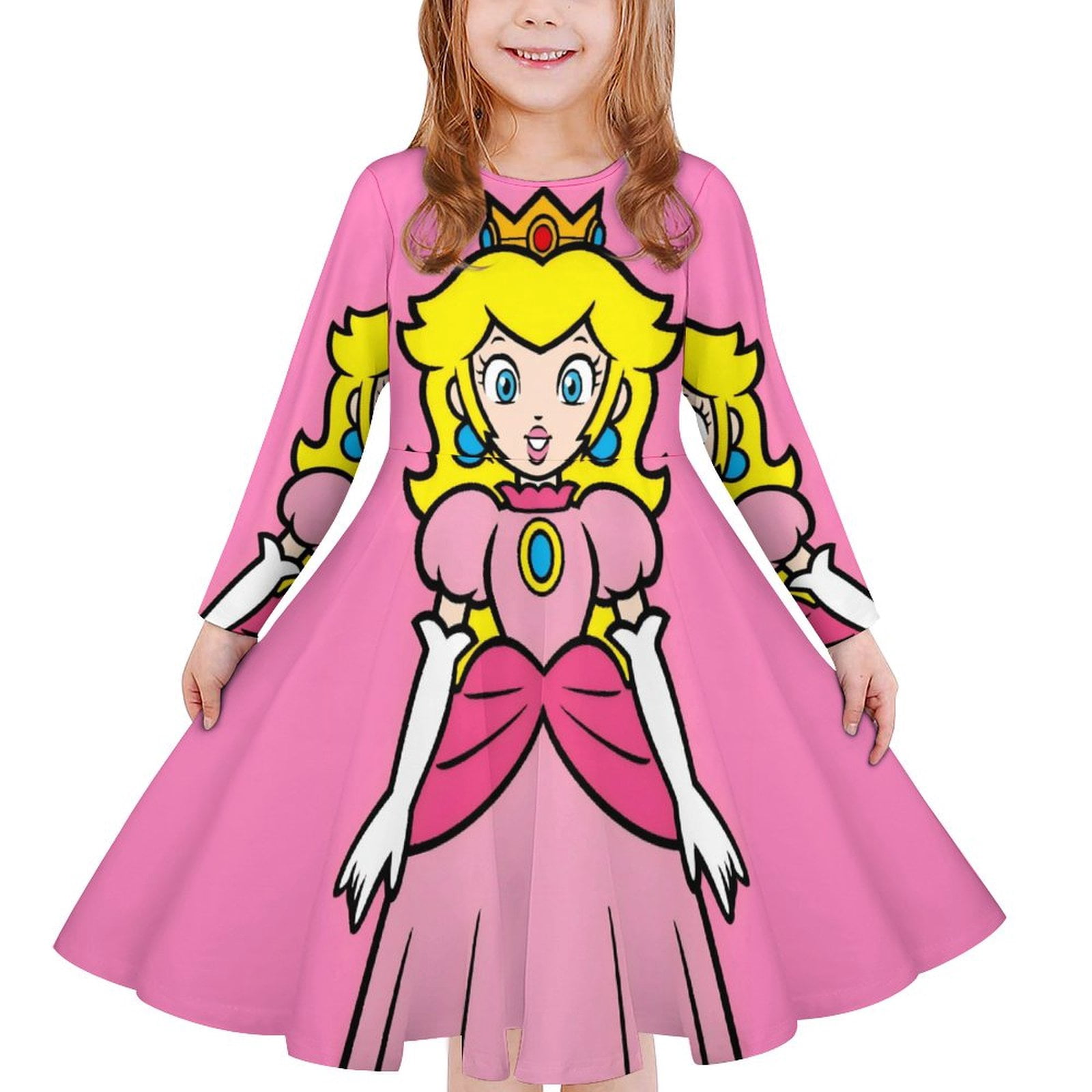 Super Mario Princess Peach Girls long sleeve cartoon autumn and winter ...