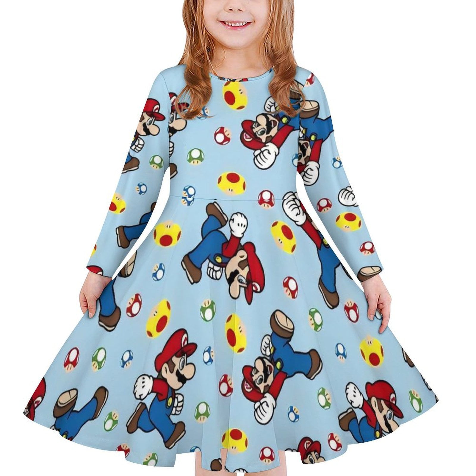 Super Mario Princess Peach Girls long sleeve cartoon autumn and winter ...