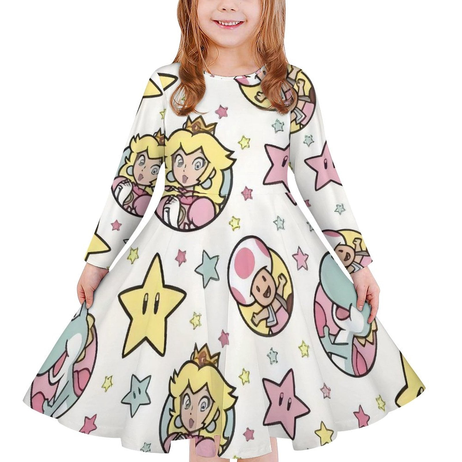 Super Mario Princess Peach Girls long sleeve cartoon autumn and winter ...