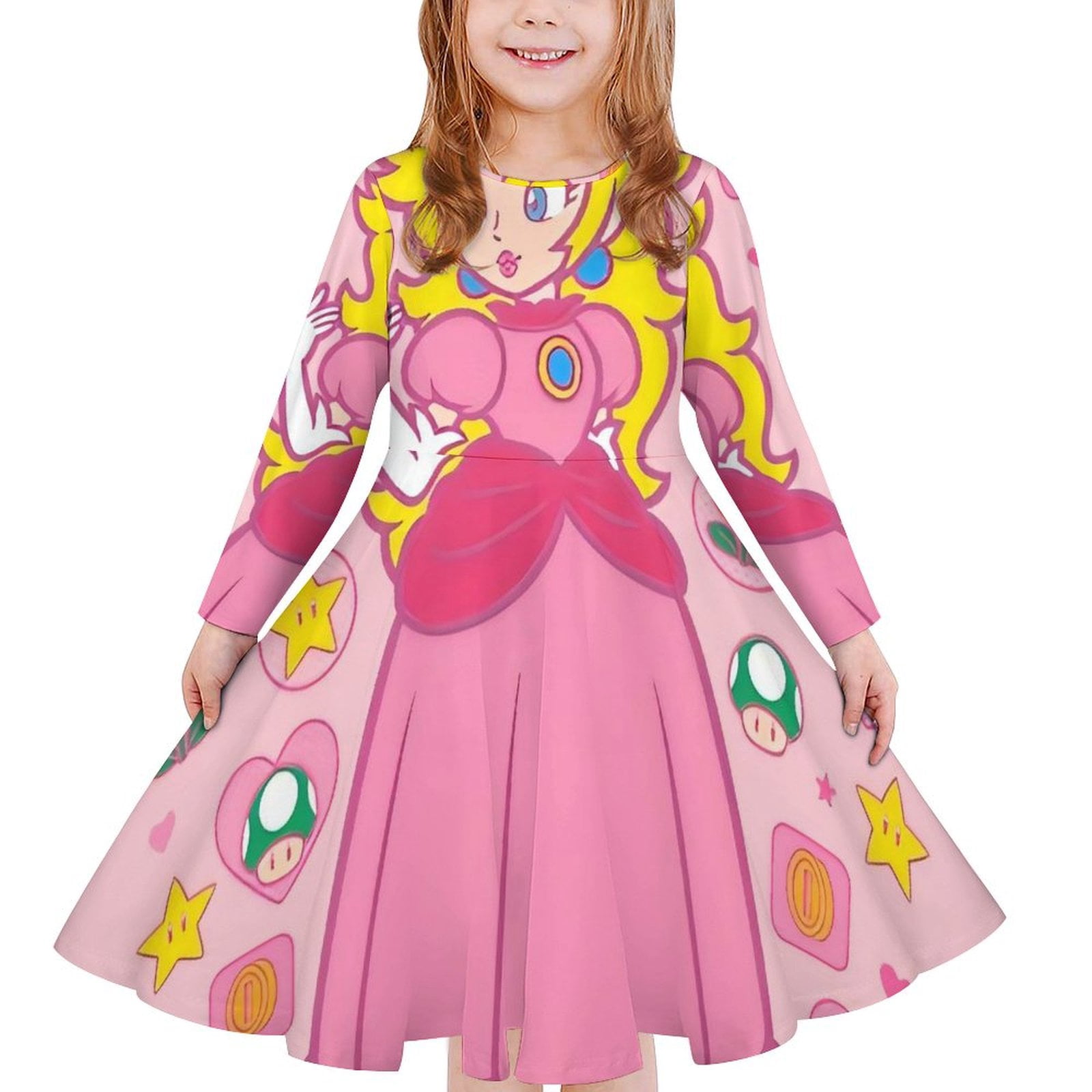 Super Mario Princess Peach Girls long sleeve cartoon autumn and winter ...