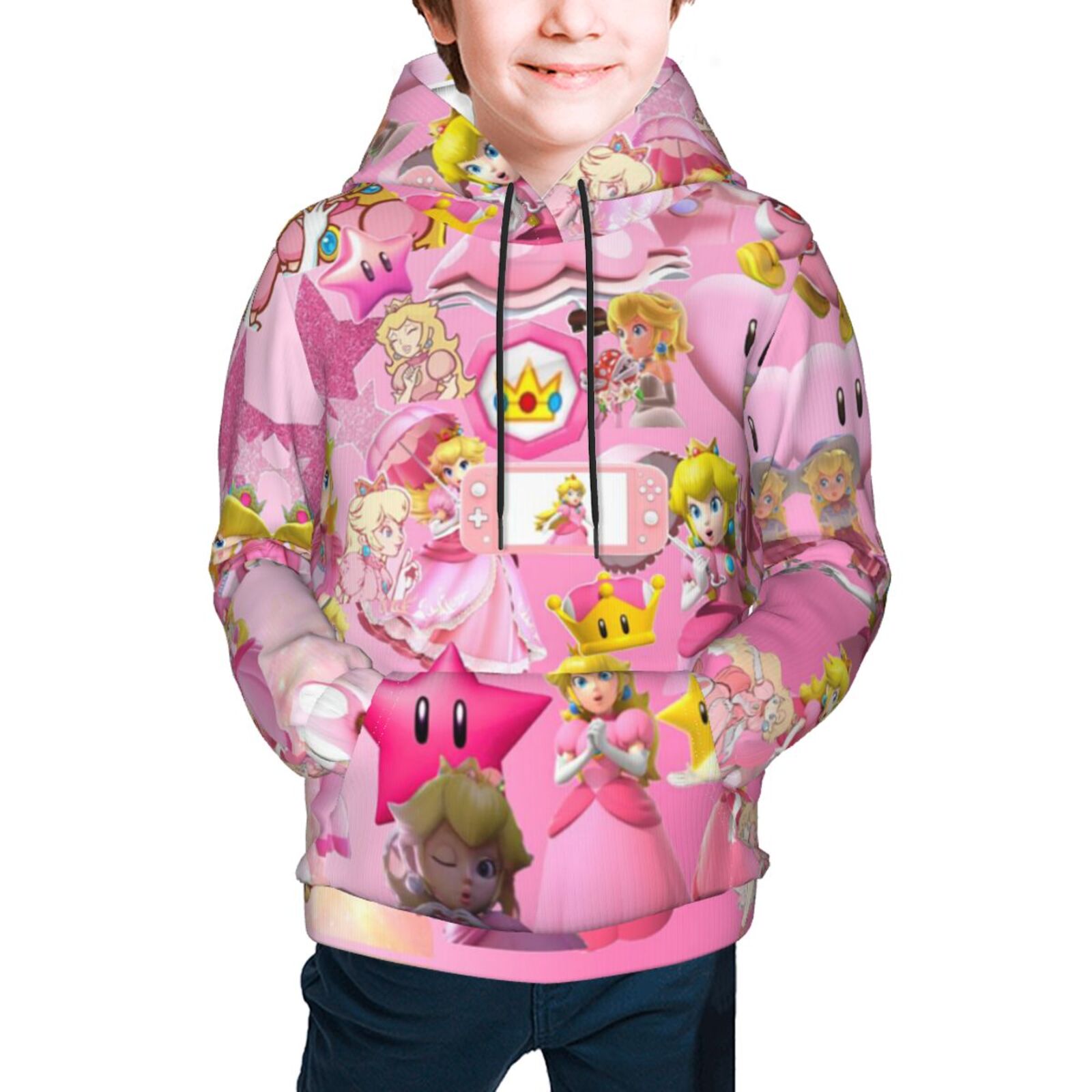 Super Mario Princess Peach Hoodie 3D Print Pullover Hooded Long Sleeve ...
