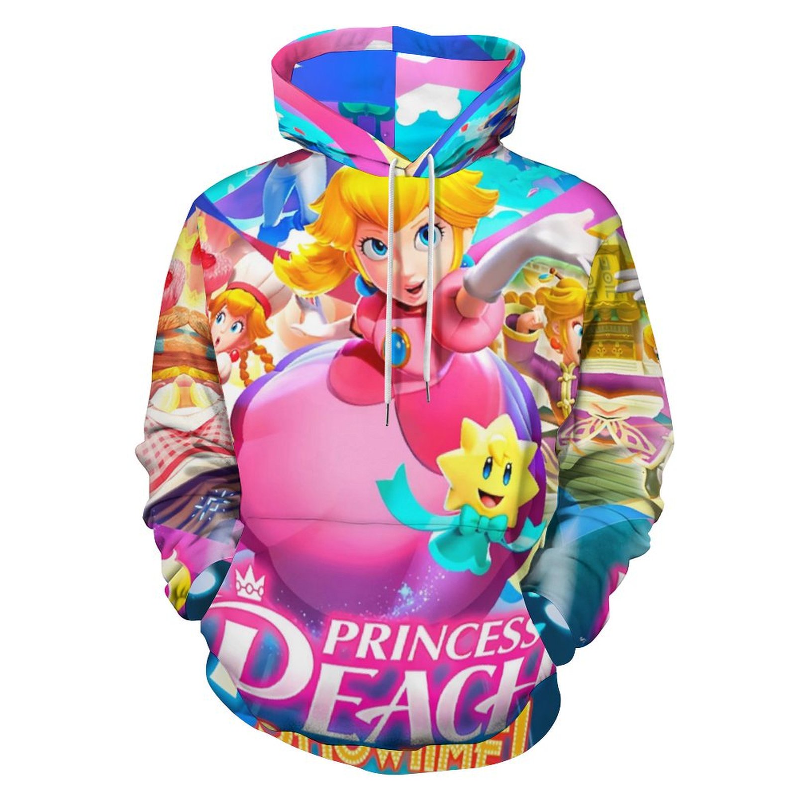 Super Mario Princess Peach Hoodie 3D Print Pullover Hooded Long Sleeve ...