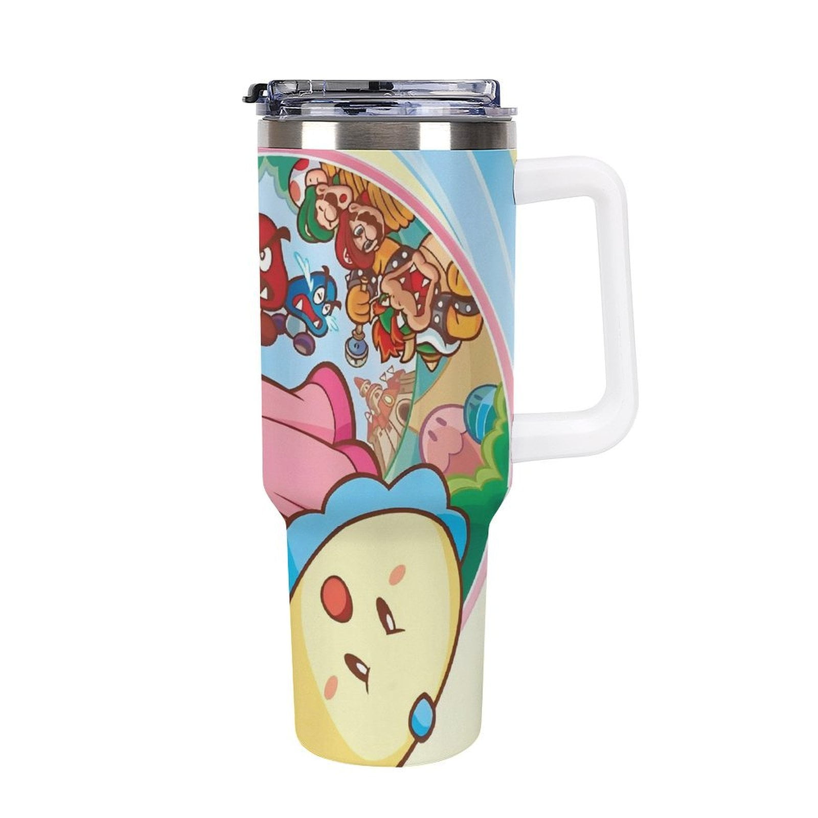 Super Mario Princess Peach Leak-proof large-capacity car cup with handle and straw lid ...