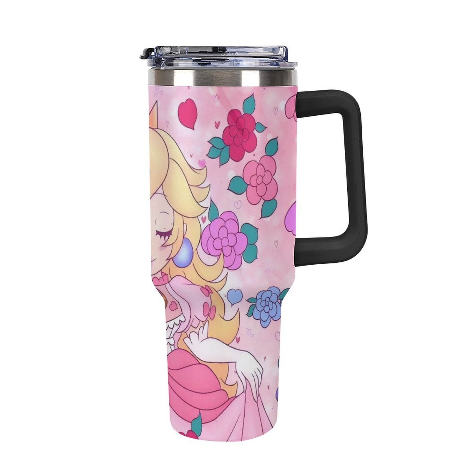 Super Mario Princess Peach Leak-proof large-capacity car cup with handle and straw lid ...