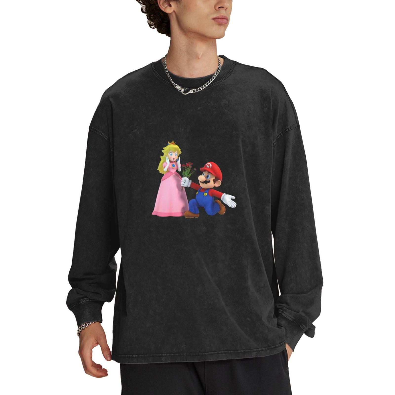 Super Mario Princess Peach Long Sleeve Shirt Men's Heavy Weight Crew ...
