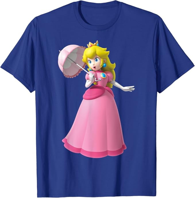 Super Mario Princess Peach Retro Poster T-Shirt, Royal Blue Color, Size ...