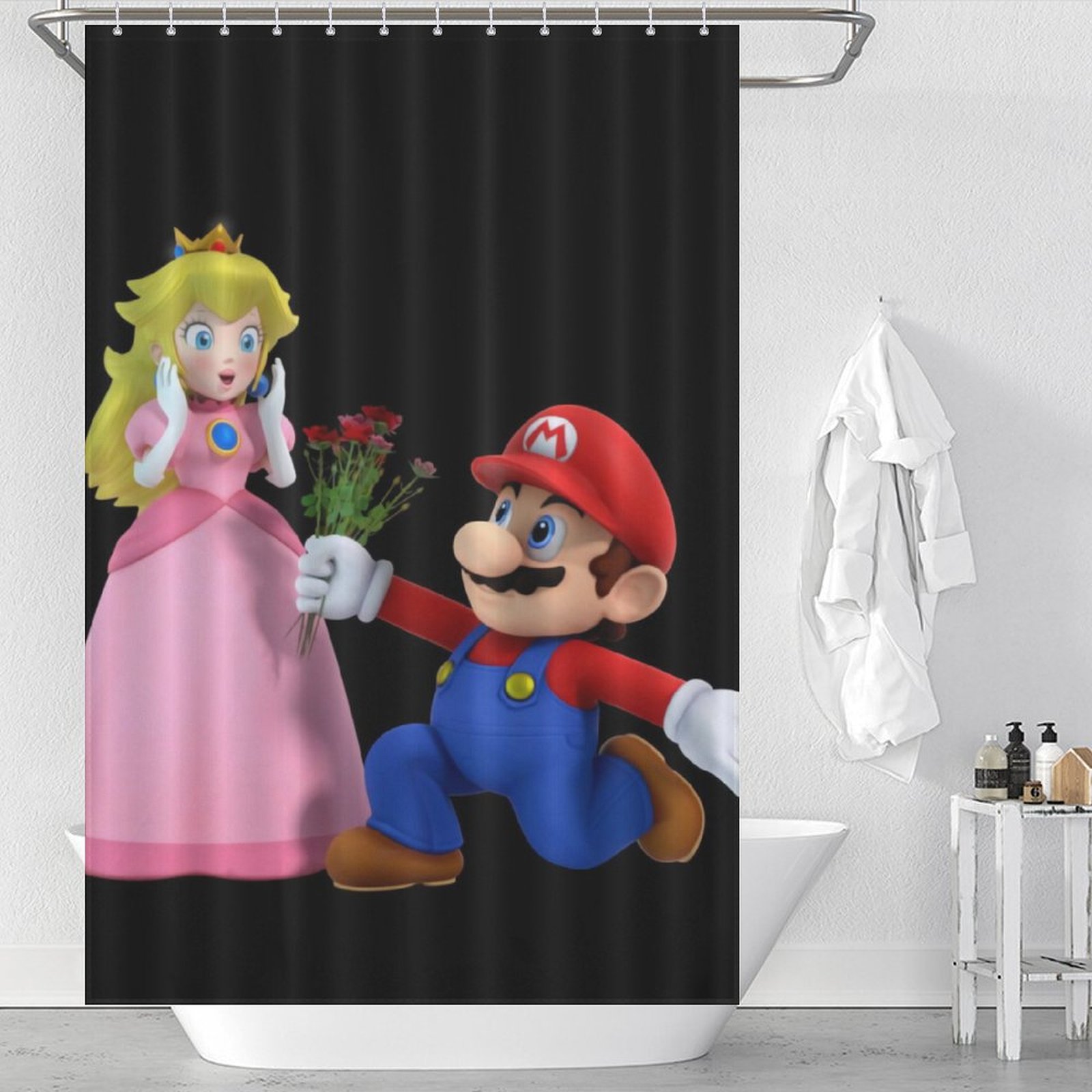Super-Mario Princess Peach Shower Curtain,Polyester Shower Curtain ...