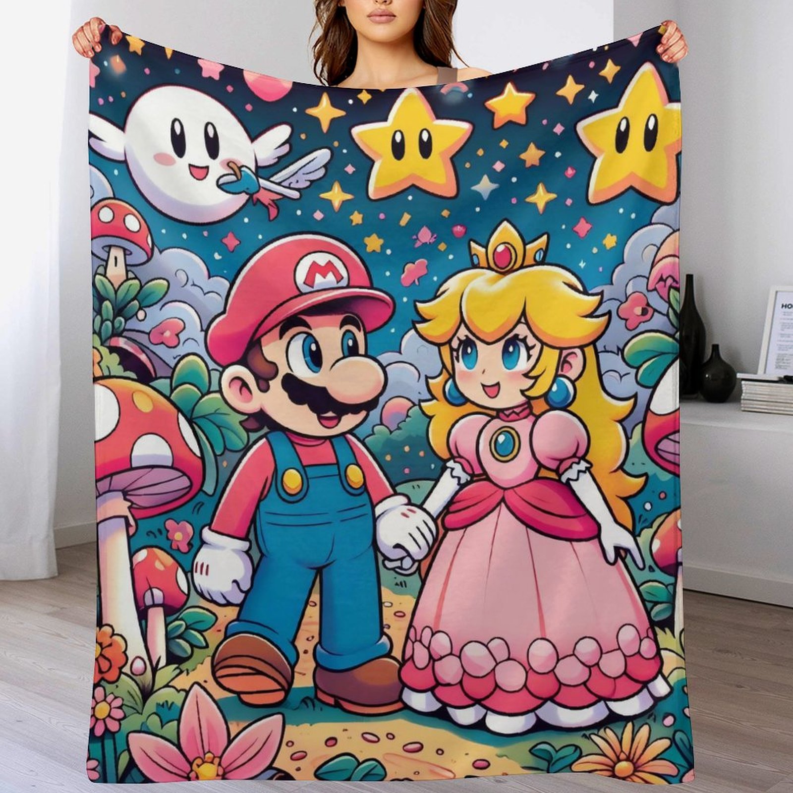 Super Mario Princess Peach Soft and comfortable throw blanket for sofa ...